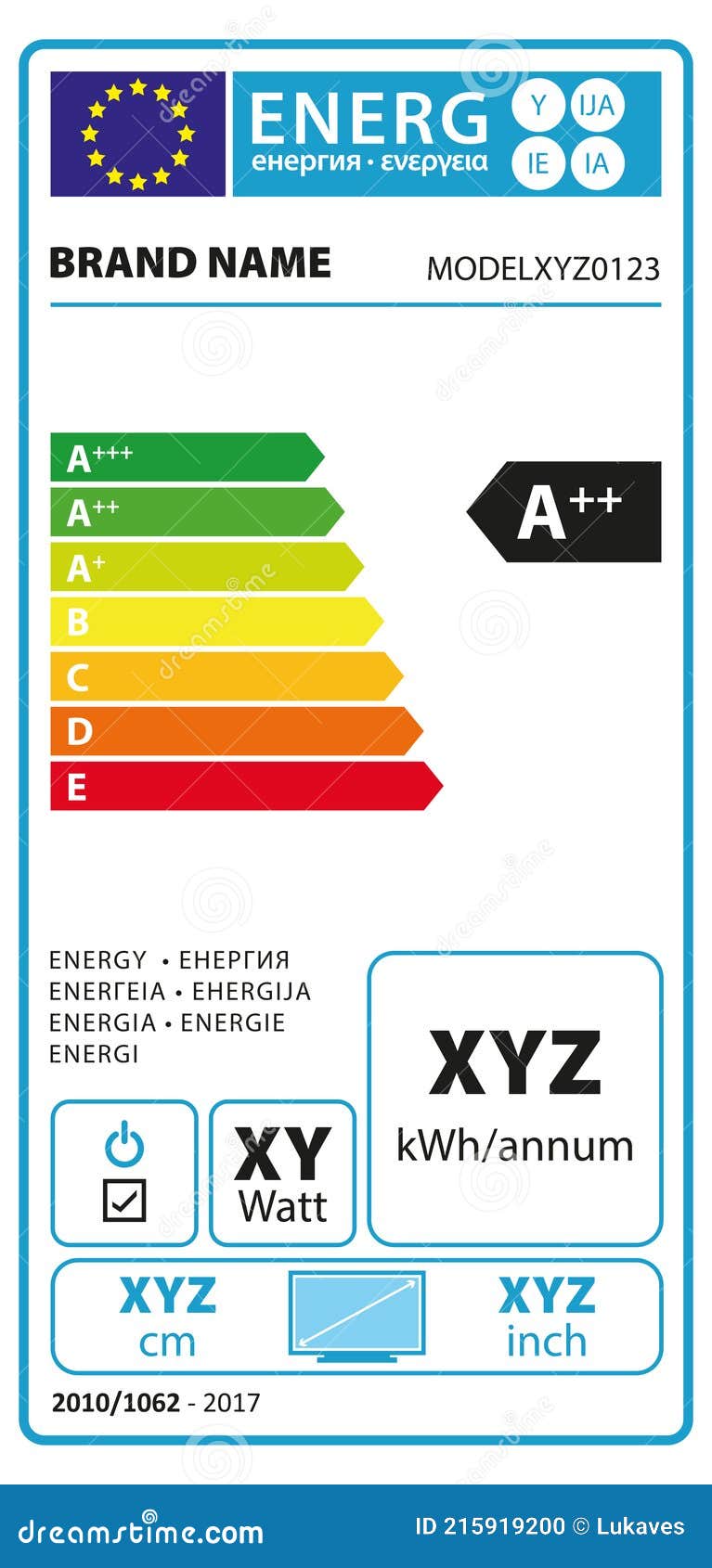 Energy label - TV stock vector. Illustration of clean - 215919200