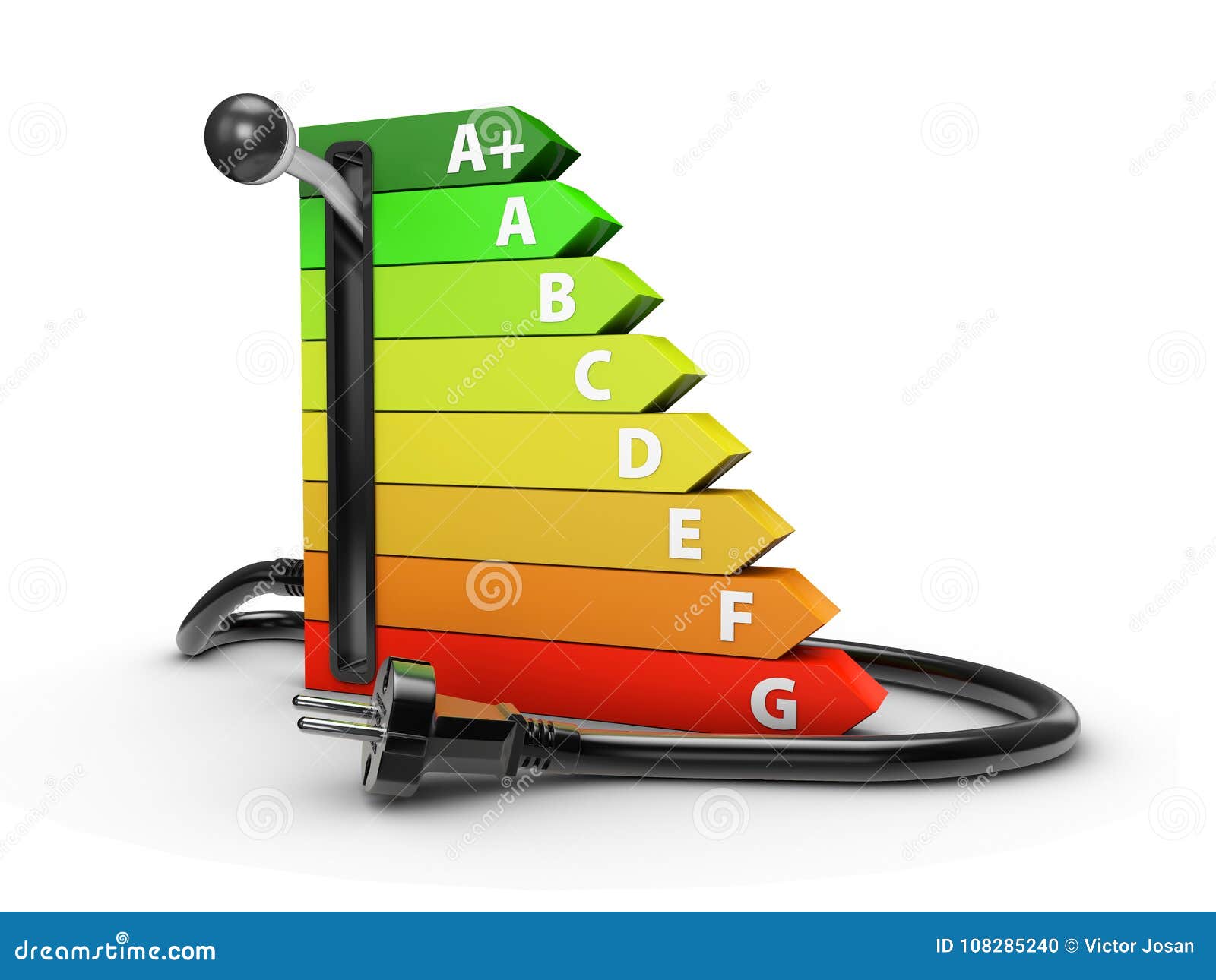 Energy Labels With Plug And Switch On White Background. 3d Illustration ...