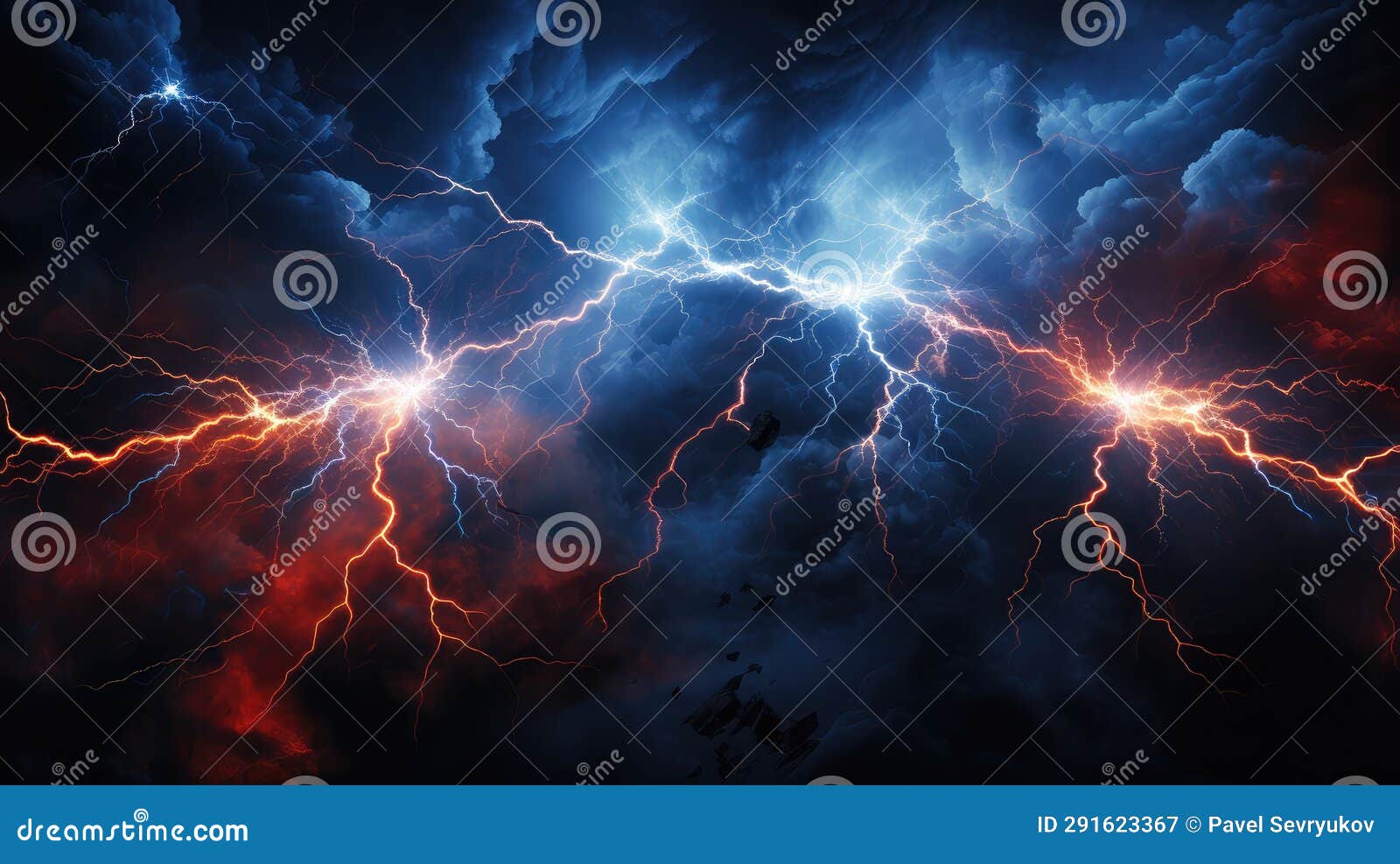 Energy Lightning Collision Powerful Stock Illustration - Illustration ...