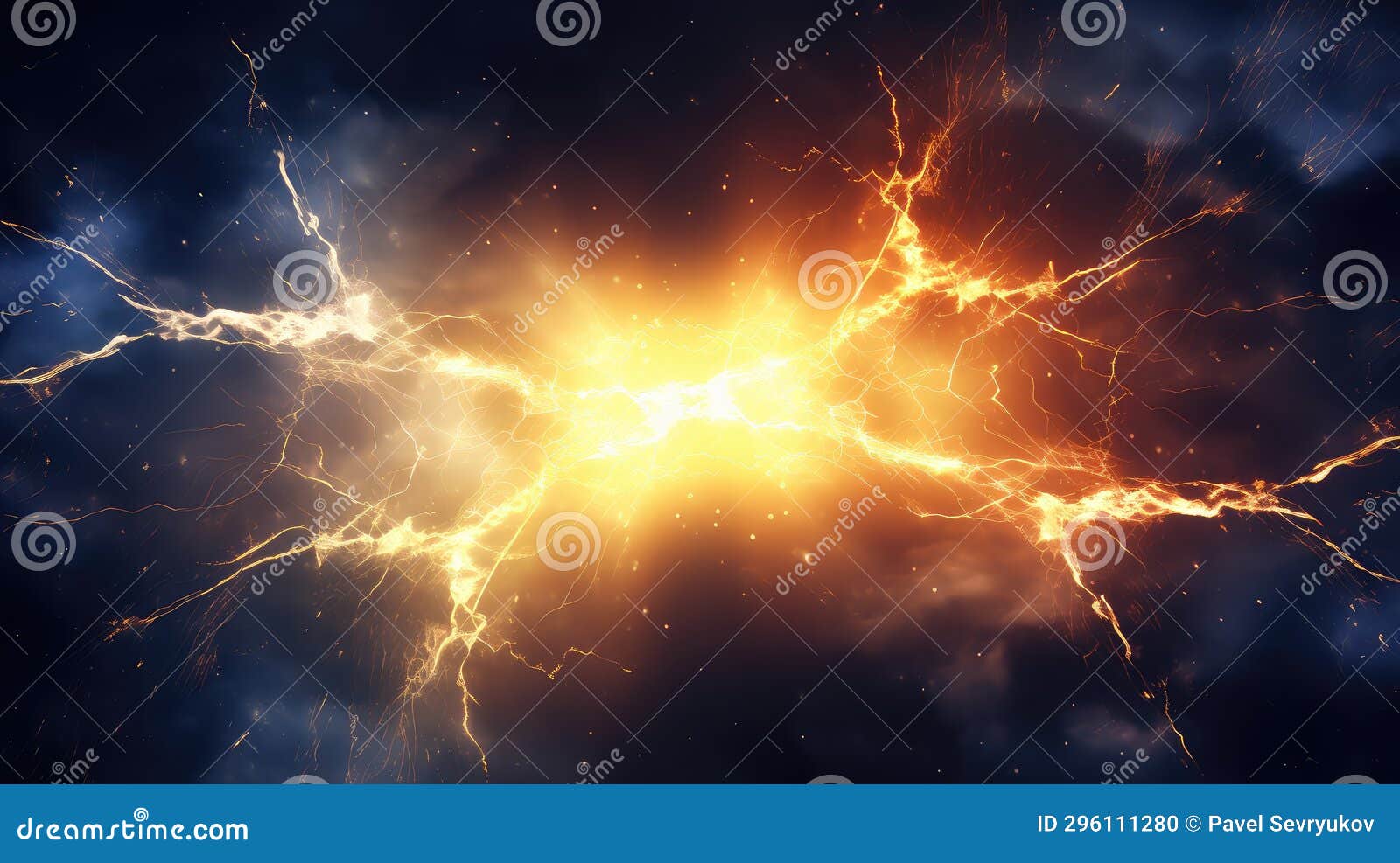 Energy Lightning Collision Powerful Stock Illustration - Illustration ...