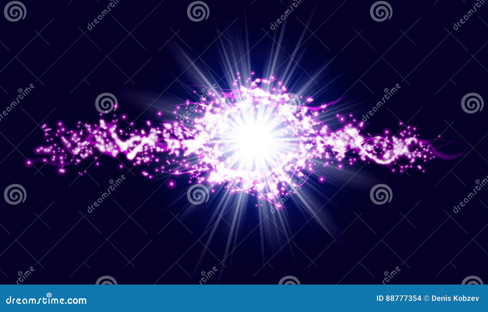 Energy Lightning with Explosion and Many Shine Particles Stock Vector ...