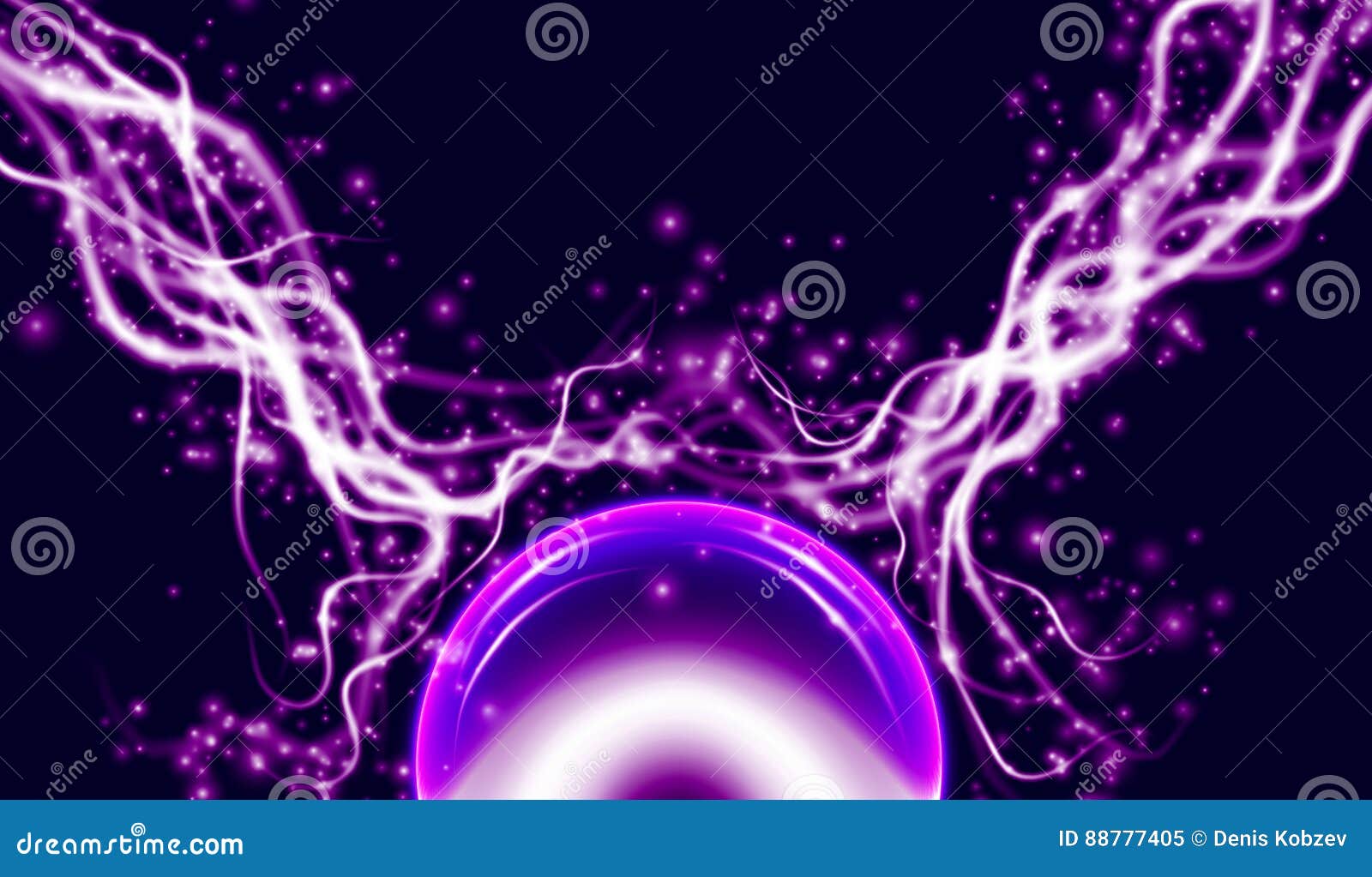 Energy Lightning with Explosion and Many Shine Particles Stock Vector ...
