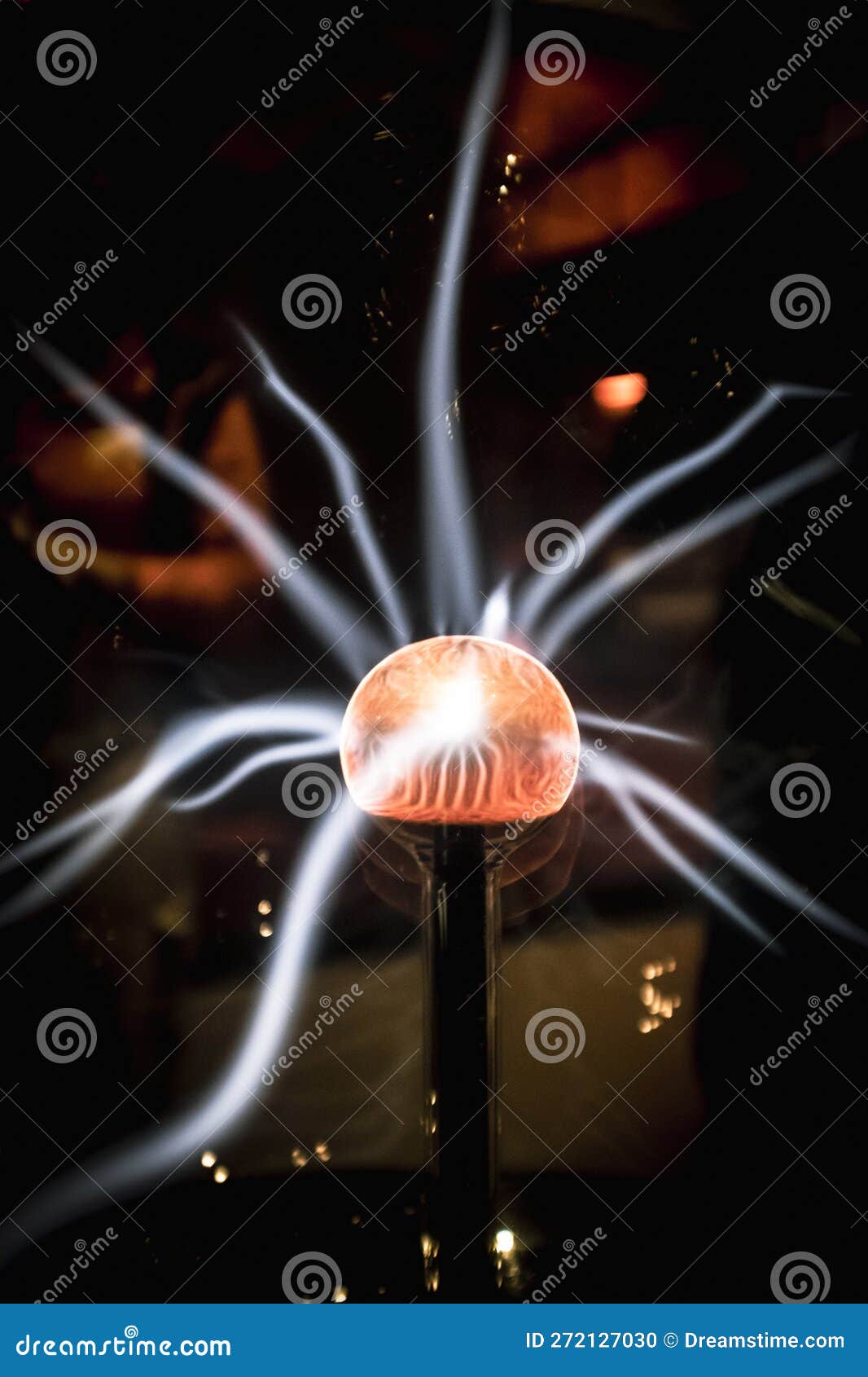 Energy Lightning Rays from an Orange Core Sphere Stock Photo - Image of ...