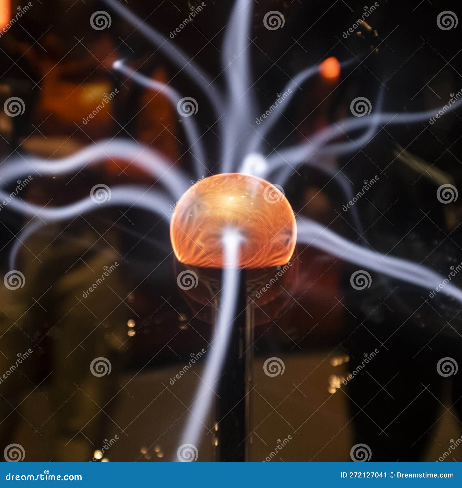 Energy Lightning Rays from an Orange Core Sphere Stock Image - Image of ...