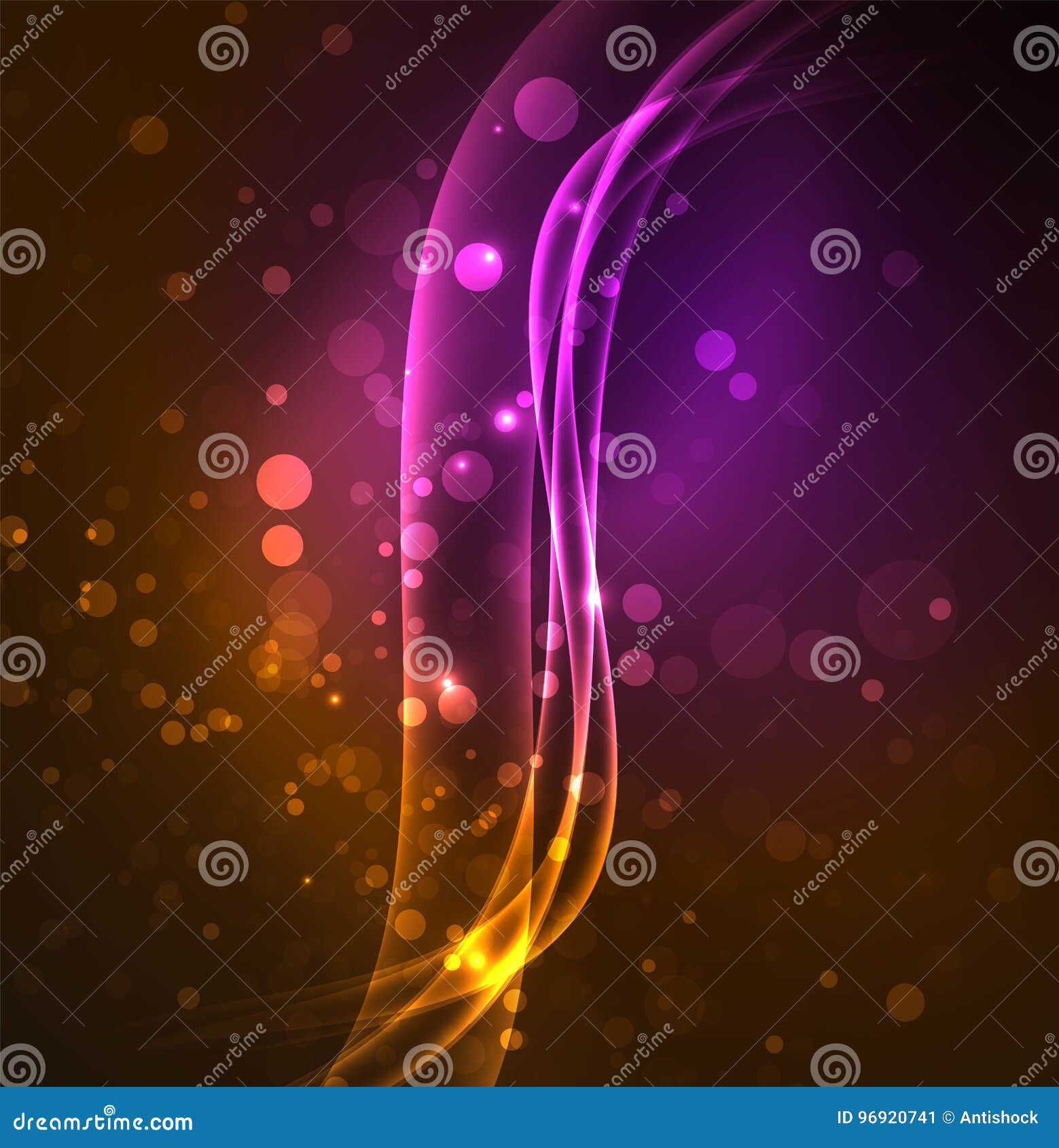 Energy Lines, Glowing Waves in the Dark, Vector Abstract Background ...