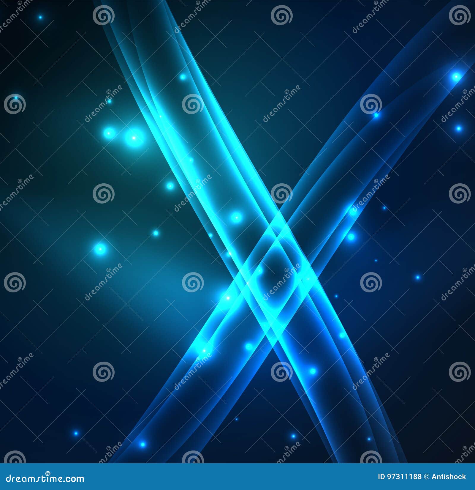 Energy Lines, Glowing Waves in the Dark, Vector Abstract Background ...