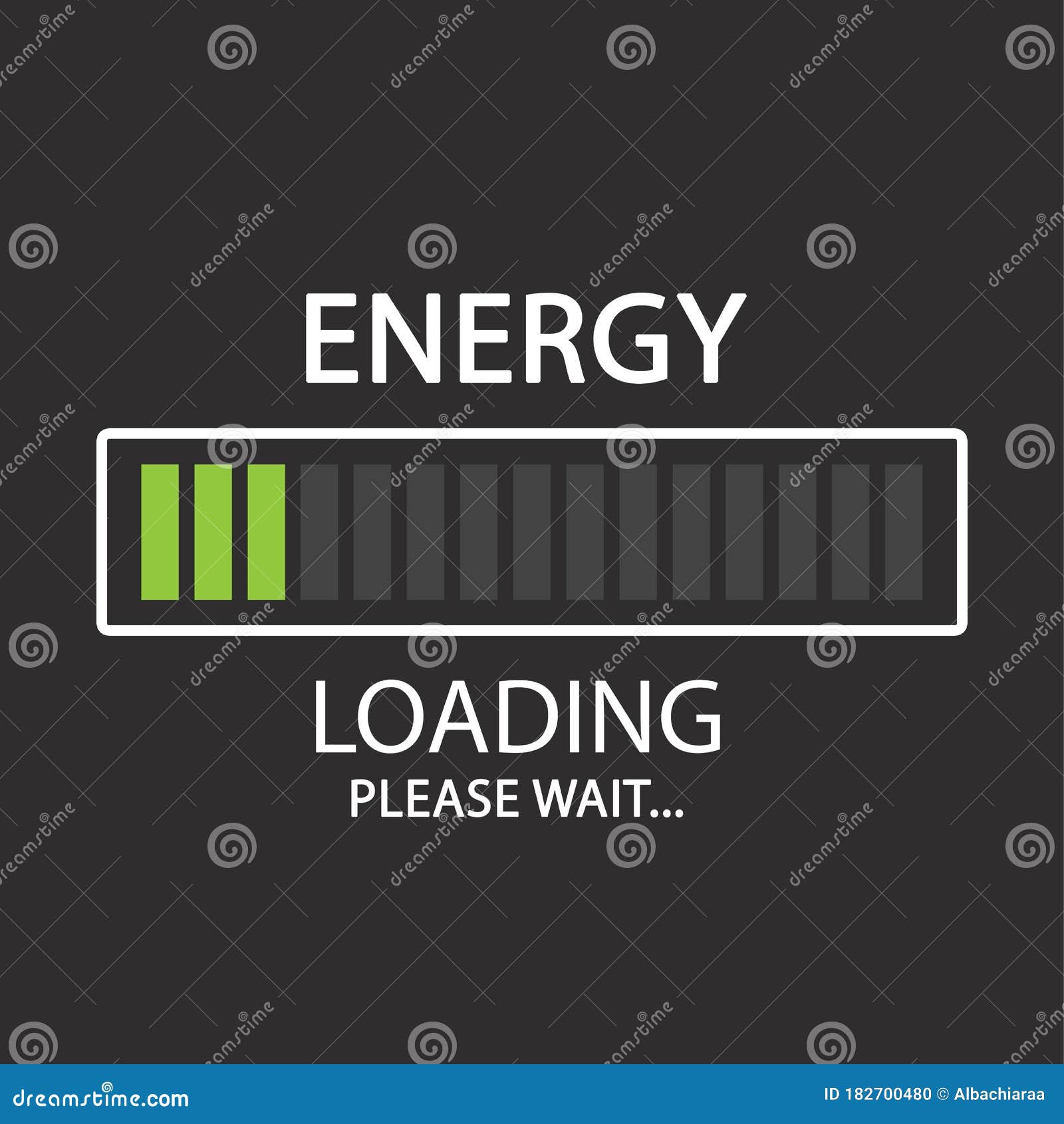 Energy Loading. Please Wait. Flat Design Illustration on Grey ...
