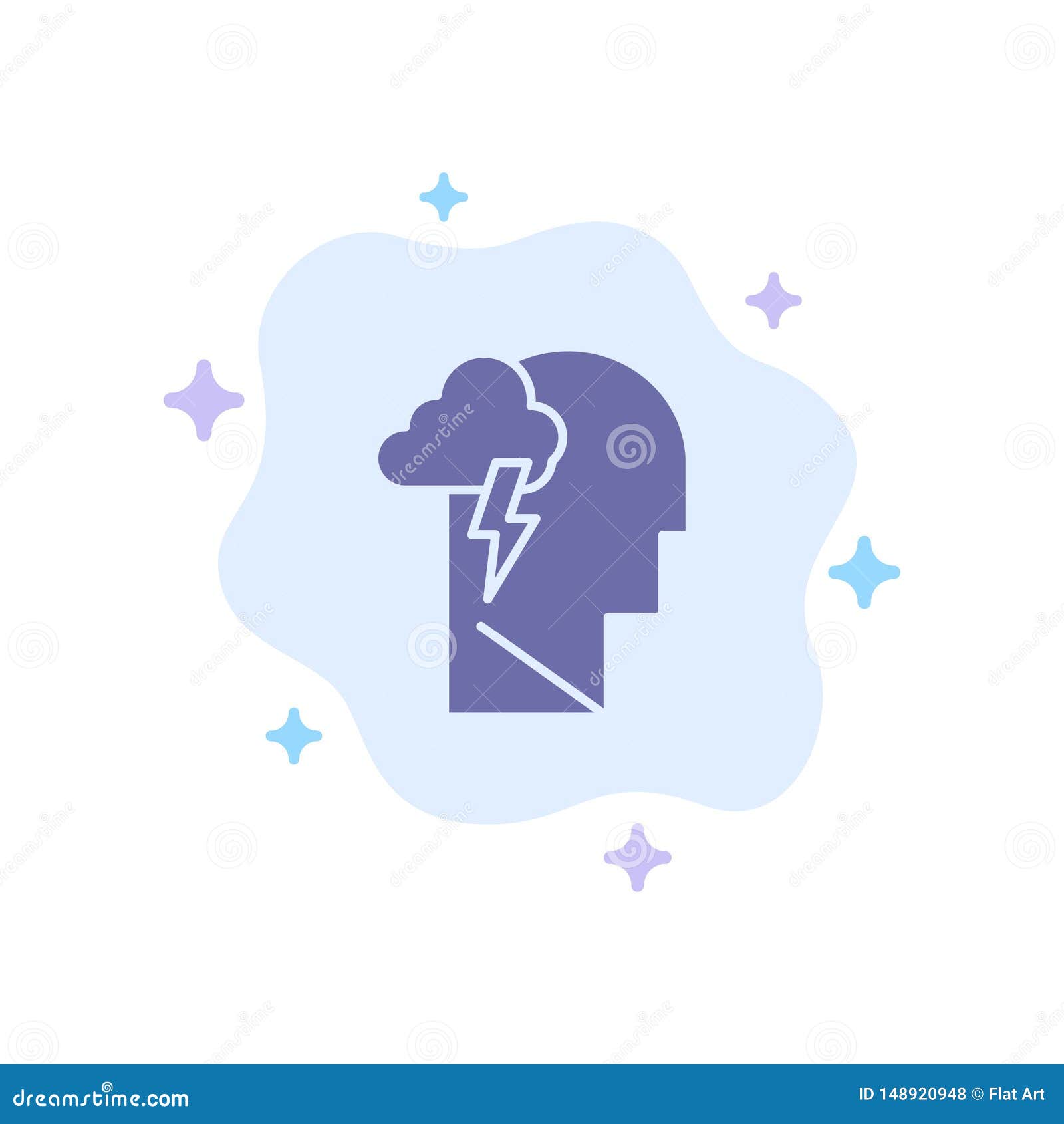 Energy, Mental, Mind, Power Blue Icon on Abstract Cloud Background ...