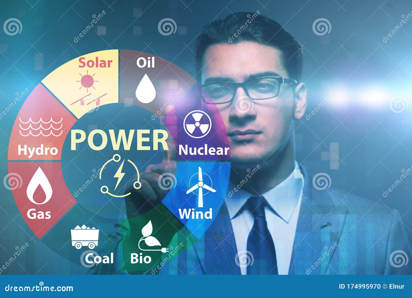 Energy Mix Concept with Businessman Stock Photo - Image of electric ...