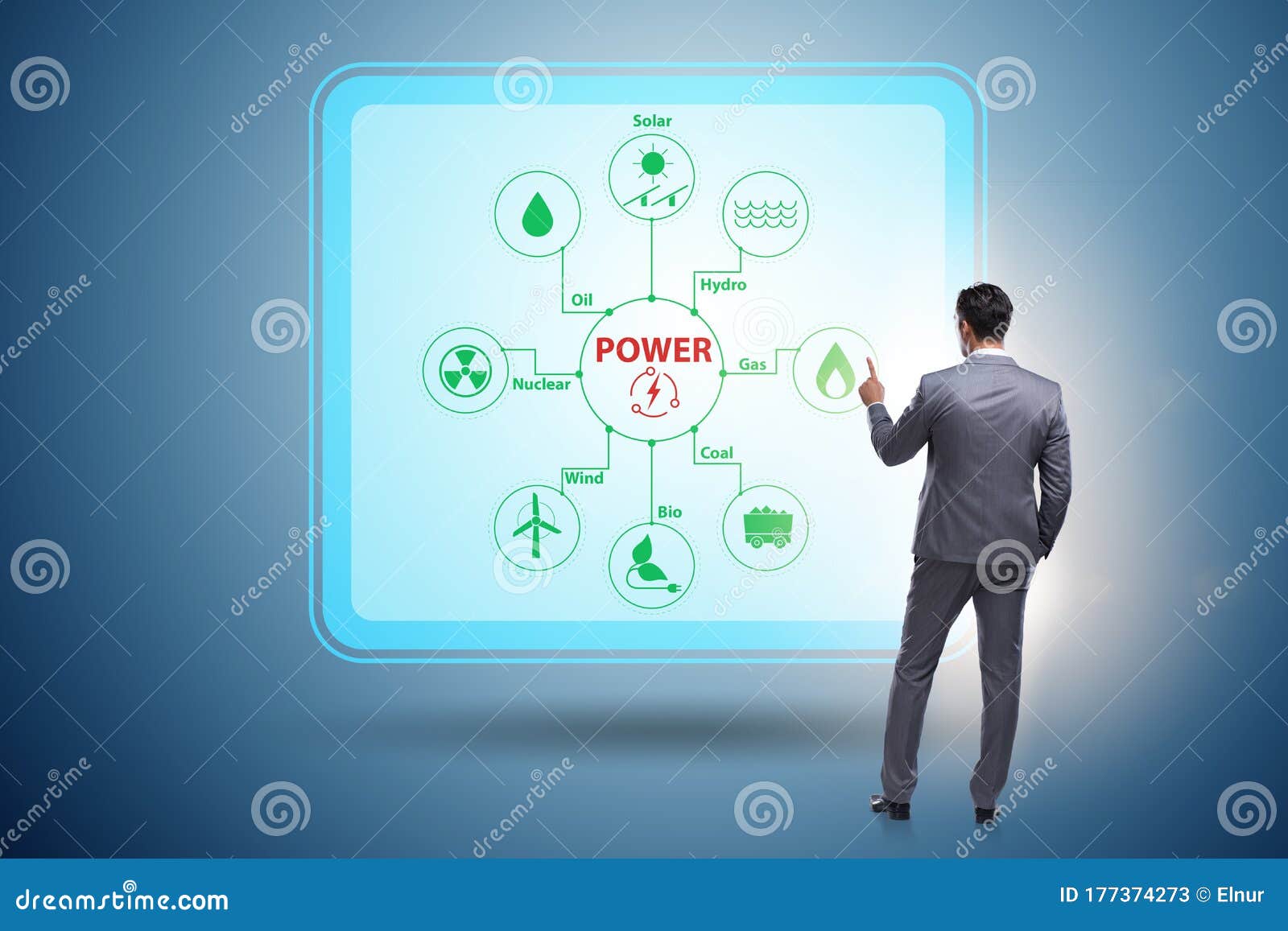 Energy Mix Concept with Businessman Stock Image - Image of generator ...
