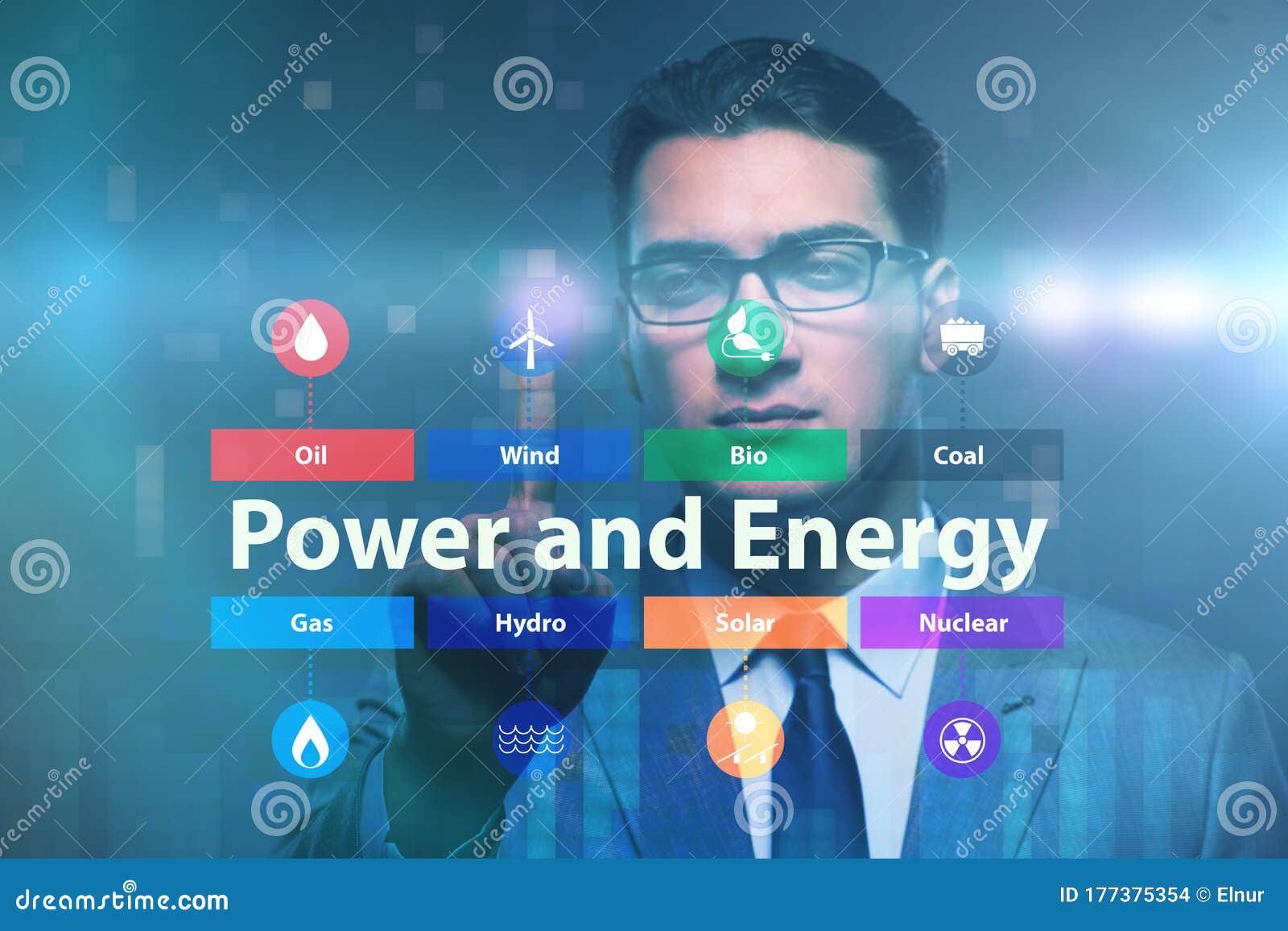Energy Mix Concept with Businessman Stock Photo - Image of electrical ...