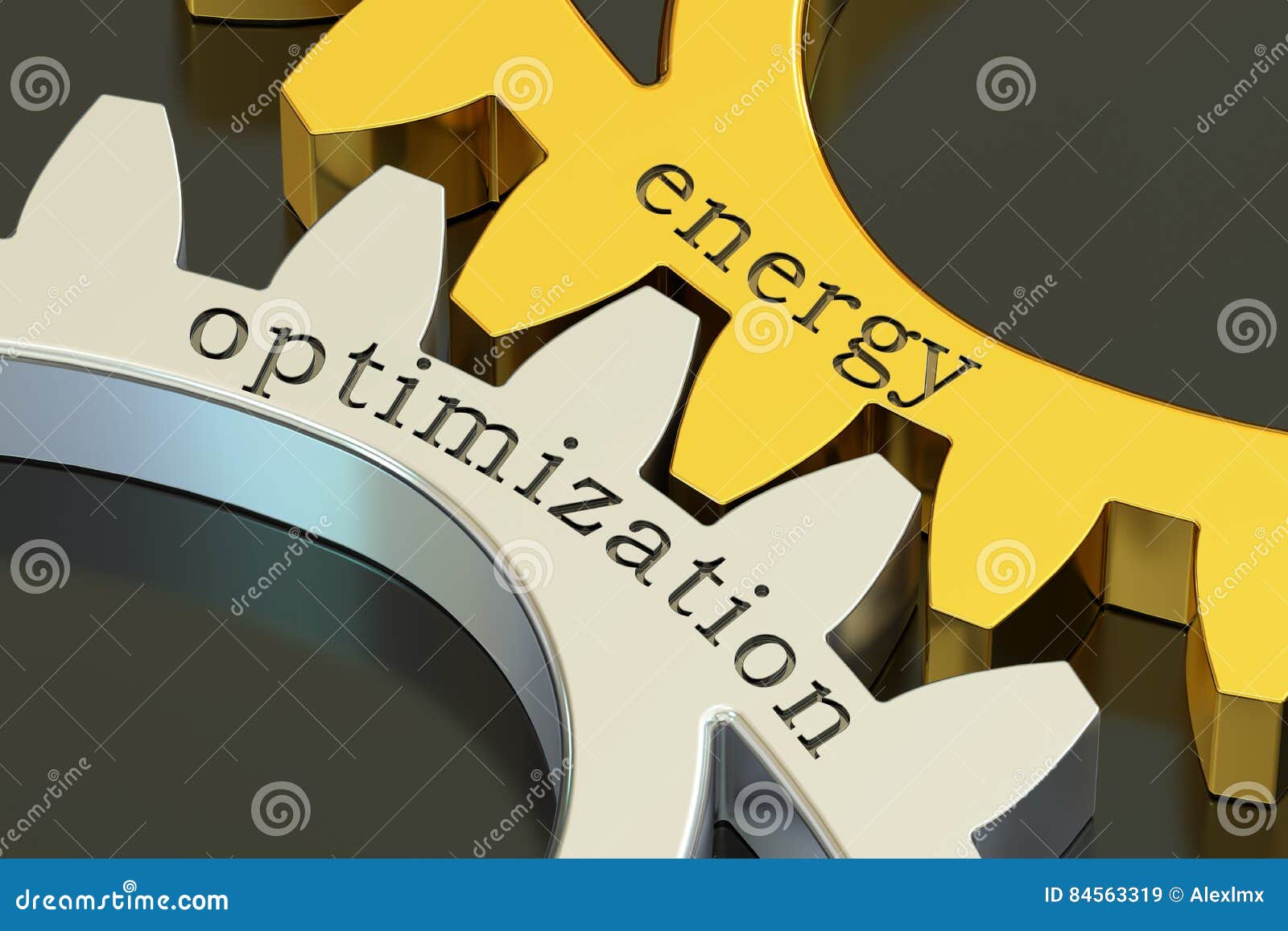 Energy Optimization Concept on the Gearwheels, 3D Rendering Stock ...