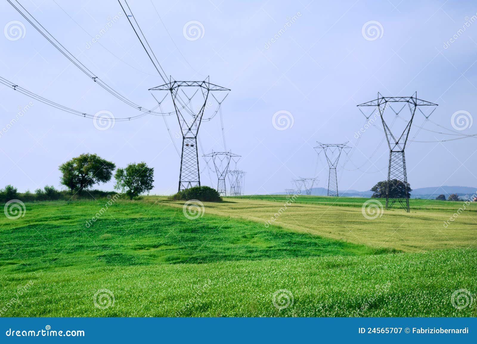 Energy and Overhead Powerline Stock Image - Image of ecology, field ...