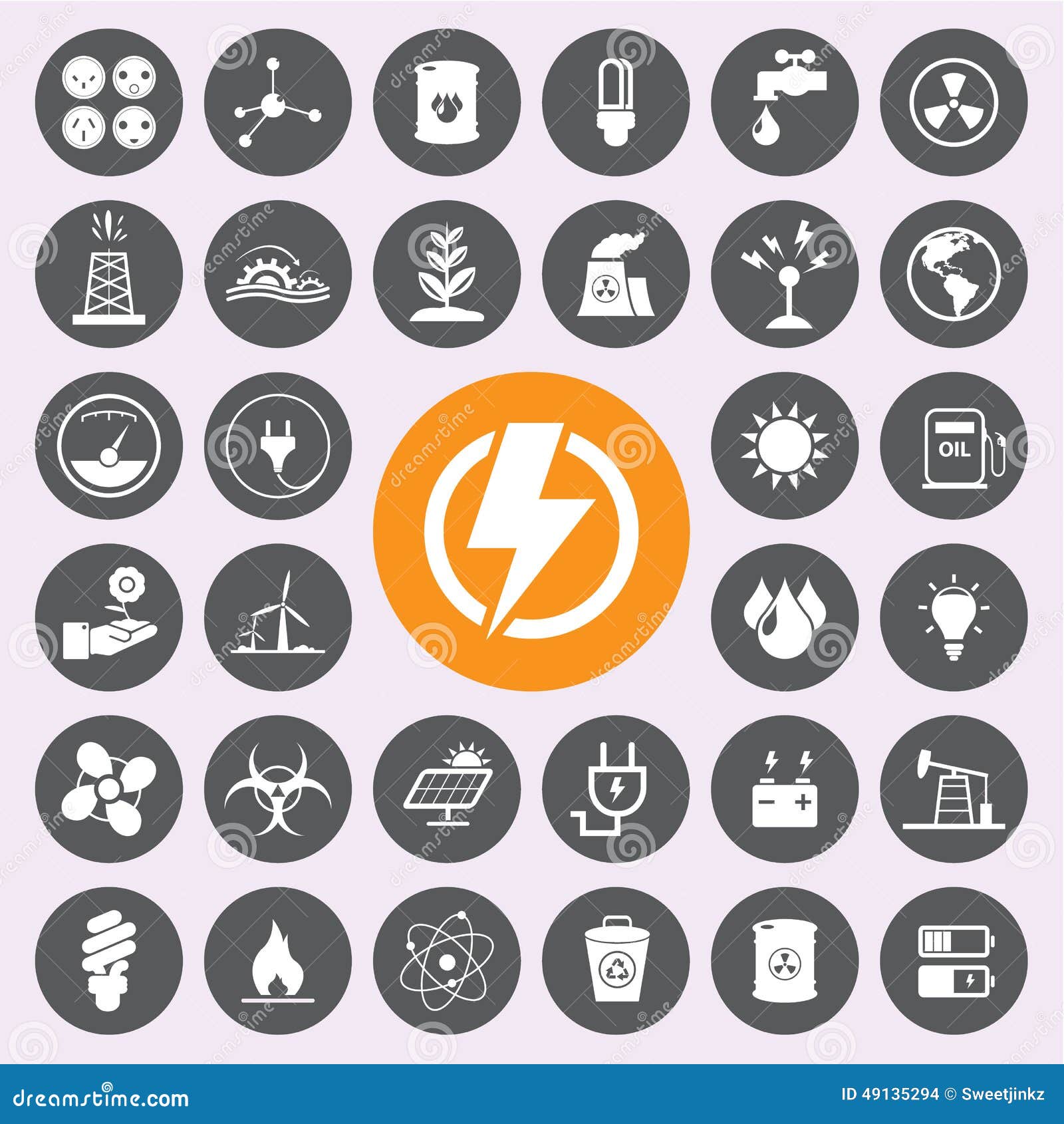 Energy Icon Set. It Included Electric, Power, Charge, And More Icons ...