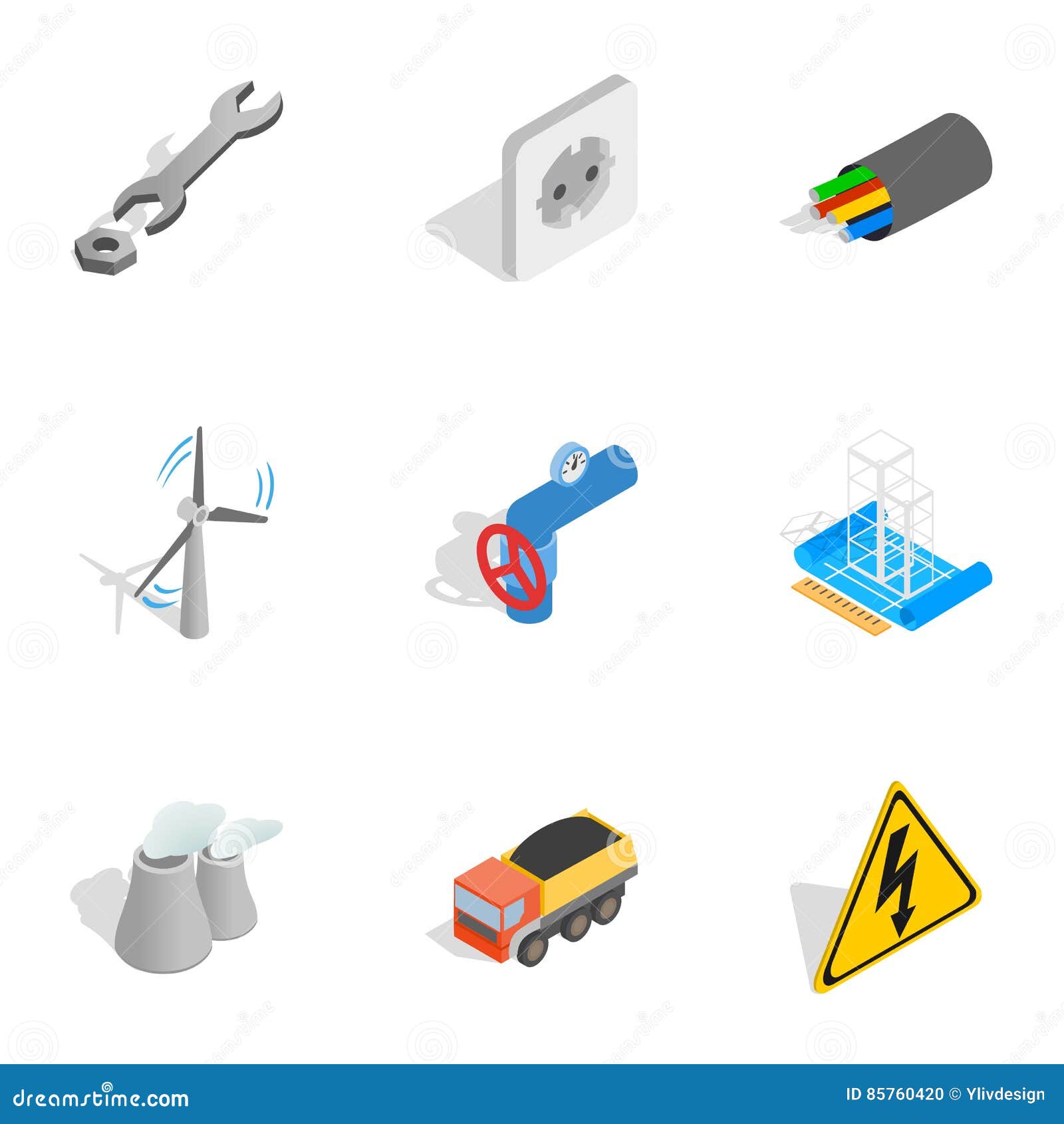 Energy and Power Icons Set, Isometric 3d Style Stock Vector ...