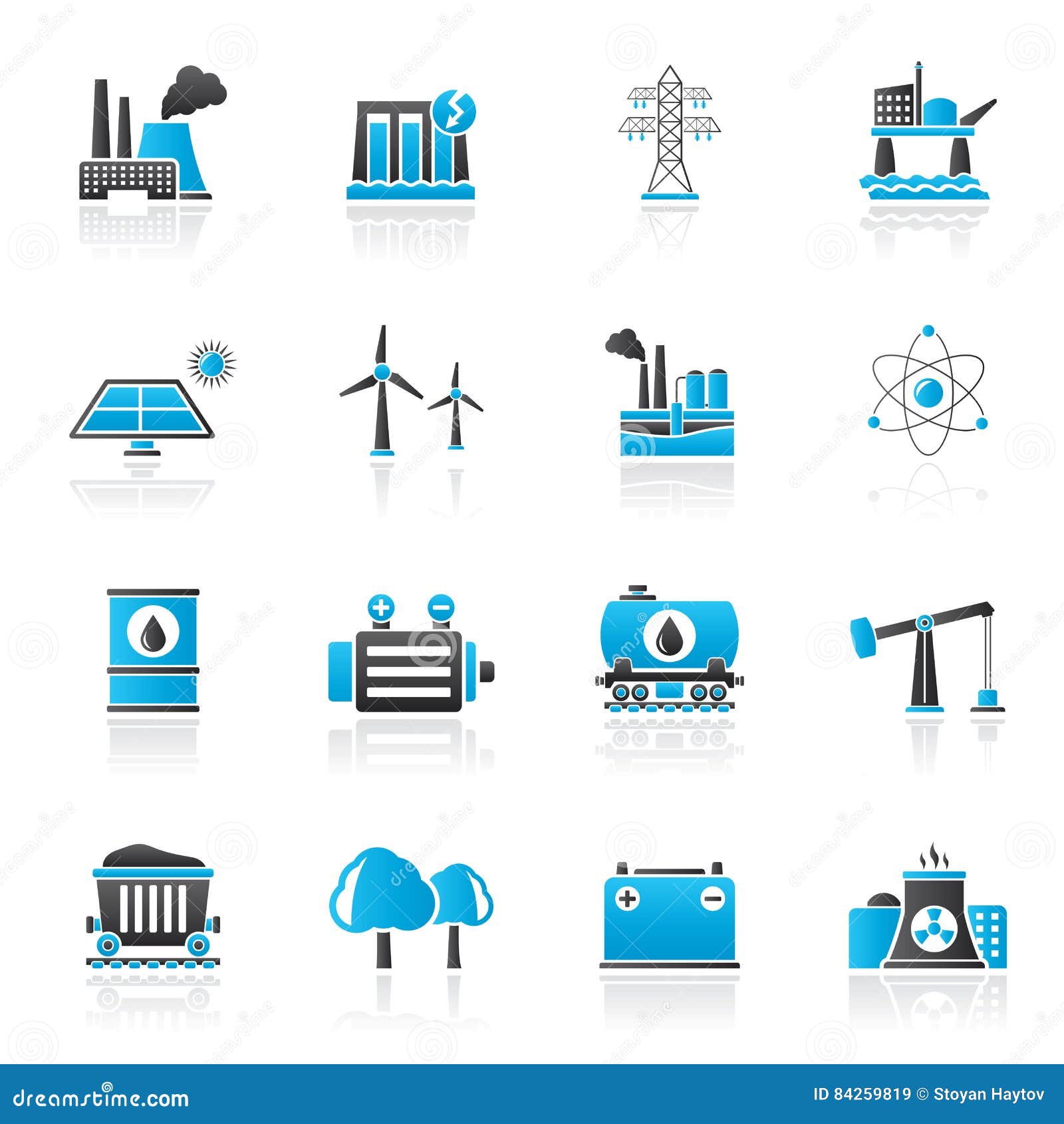 Energy Producing Industry and Resources Icons Stock Vector ...