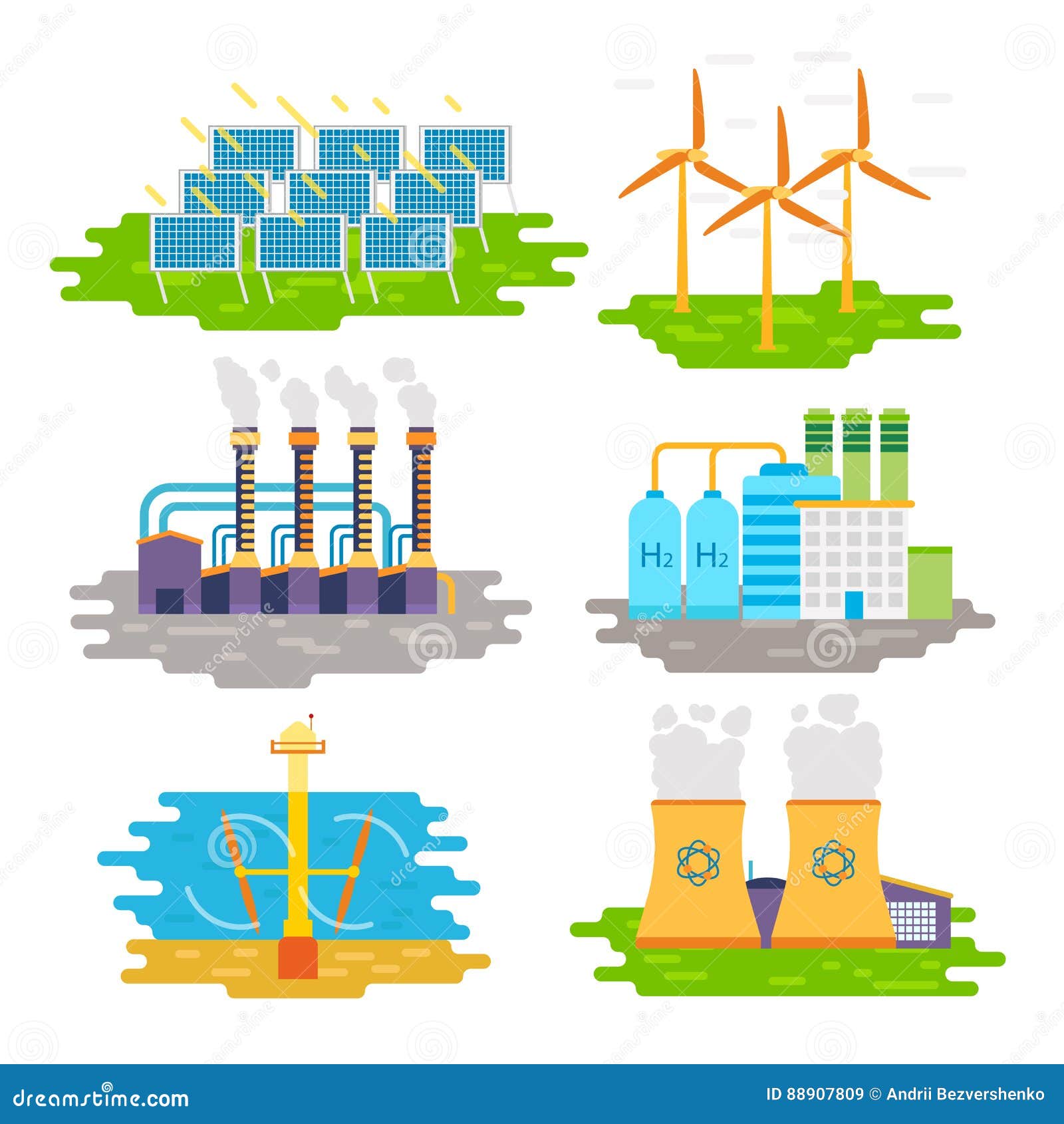Energy Producing Stations Infographic Elements. Stock Illustration ...