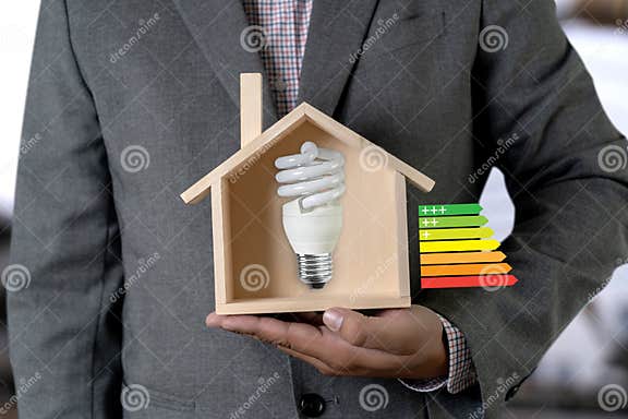 Energy Rating Chart Eco Man Energy Efficiency Scale Image Stock Photo ...