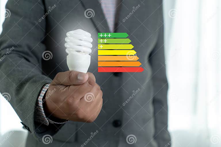 Energy Rating Chart Eco Man Energy Efficiency Scale Image Stock Photo ...