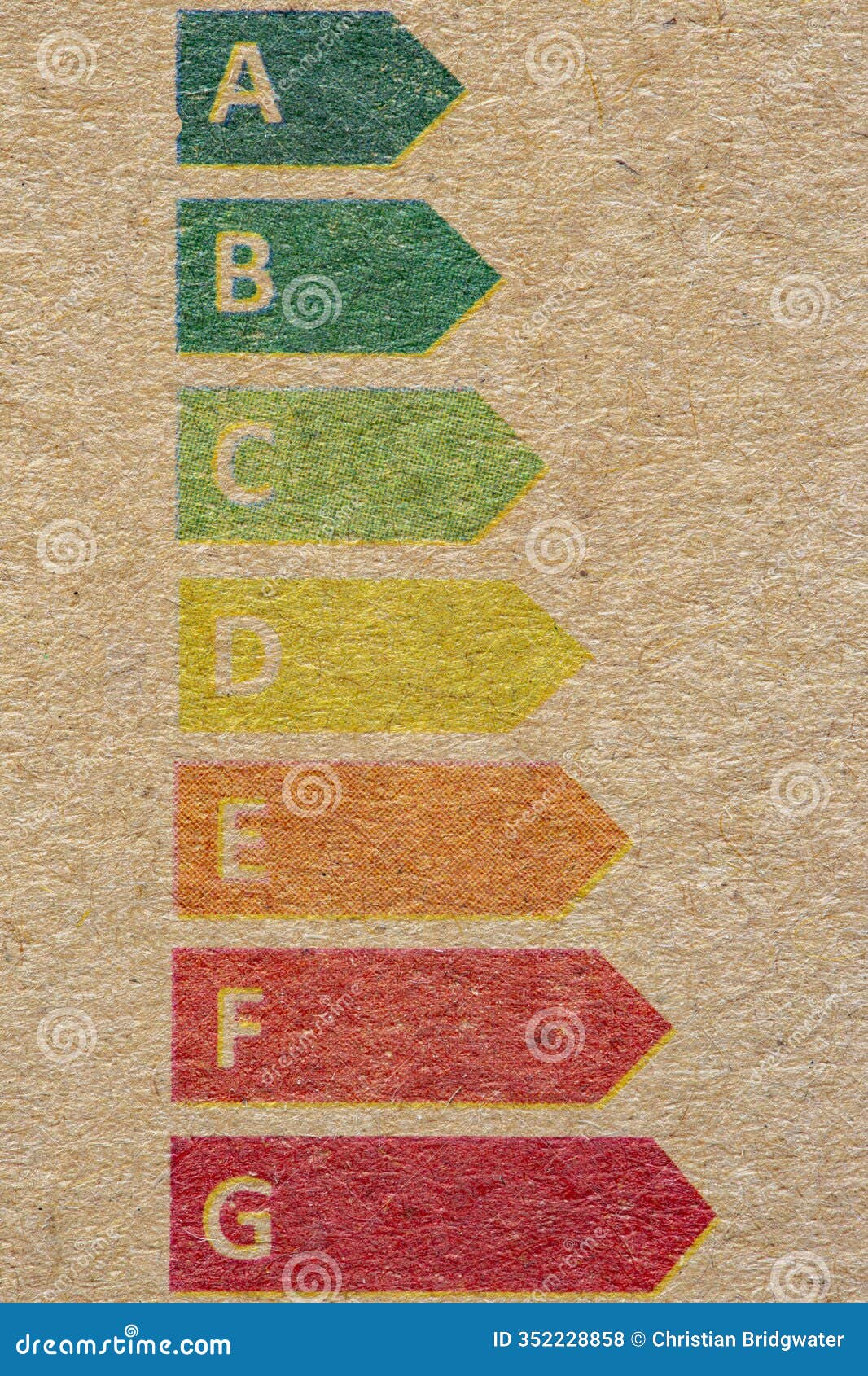 Energy Rating Printed on Cardboard Packaging Background. Energy ...