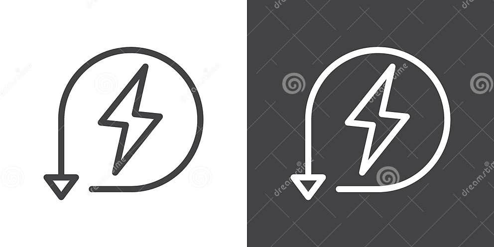 Energy Reduction Icon Flat Vector Set Outline Stock Illustration ...