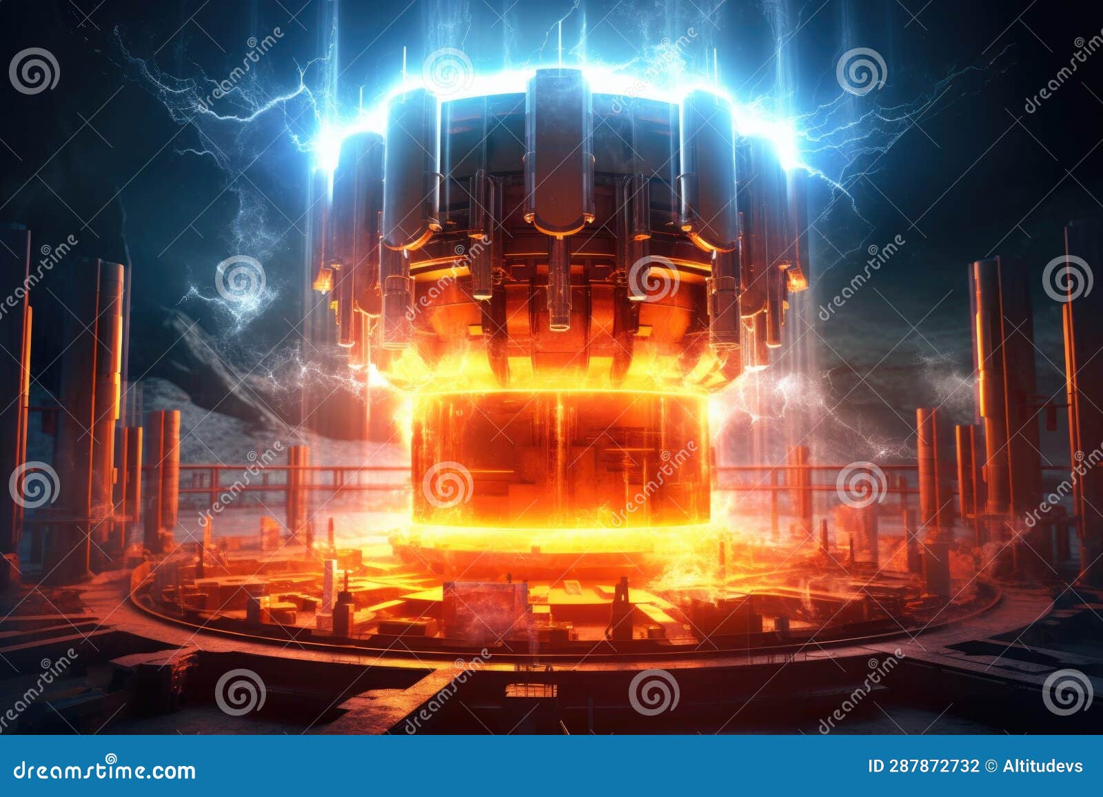Energy Release As Plasma Interacts in Fusion Reactor Stock Photo ...
