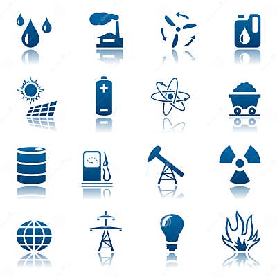 Energy & Resource Icon Set Stock Vector - Illustration of factory ...