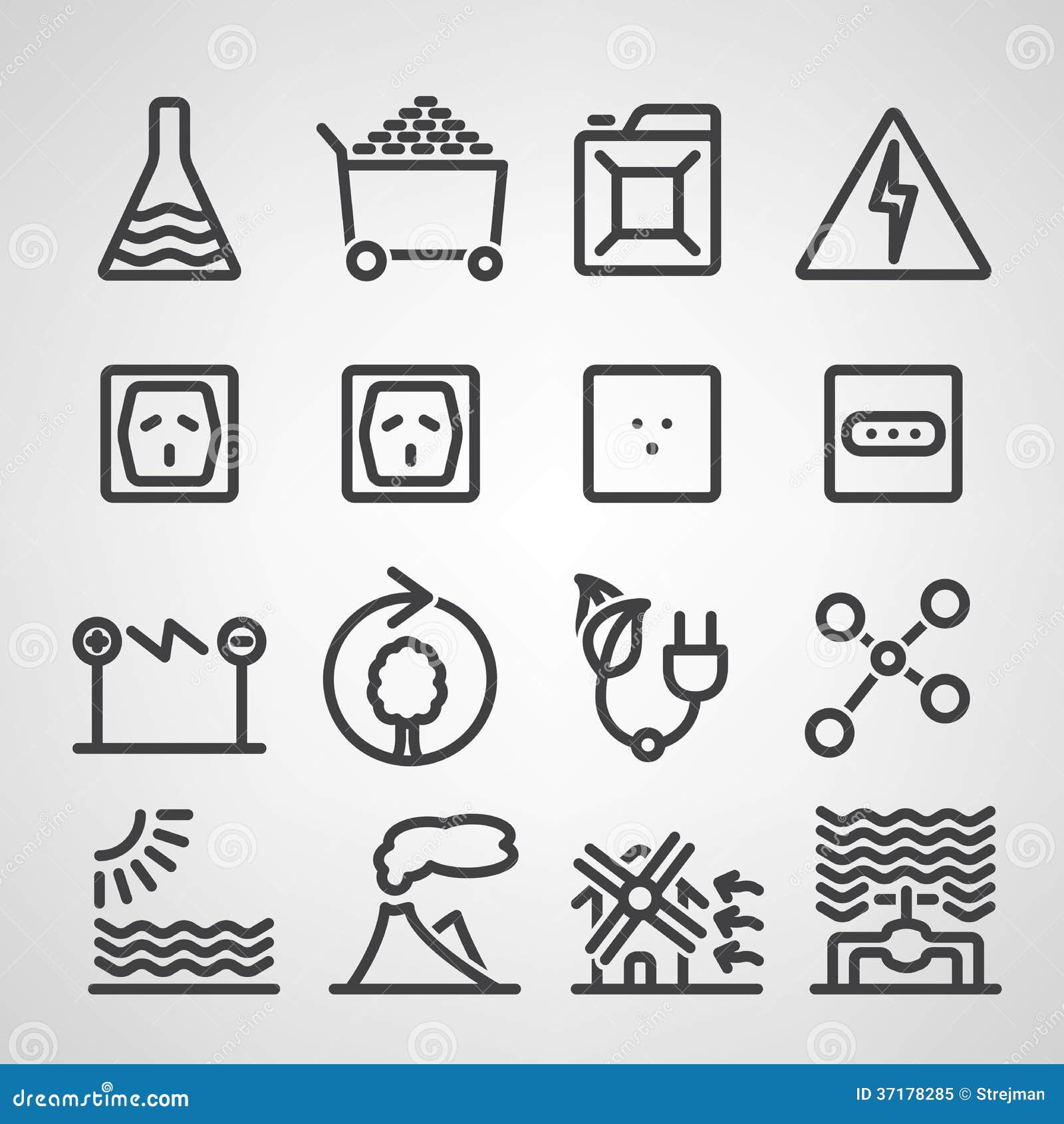 Energy and Resource Icon Set Stock Vector - Illustration of electric ...