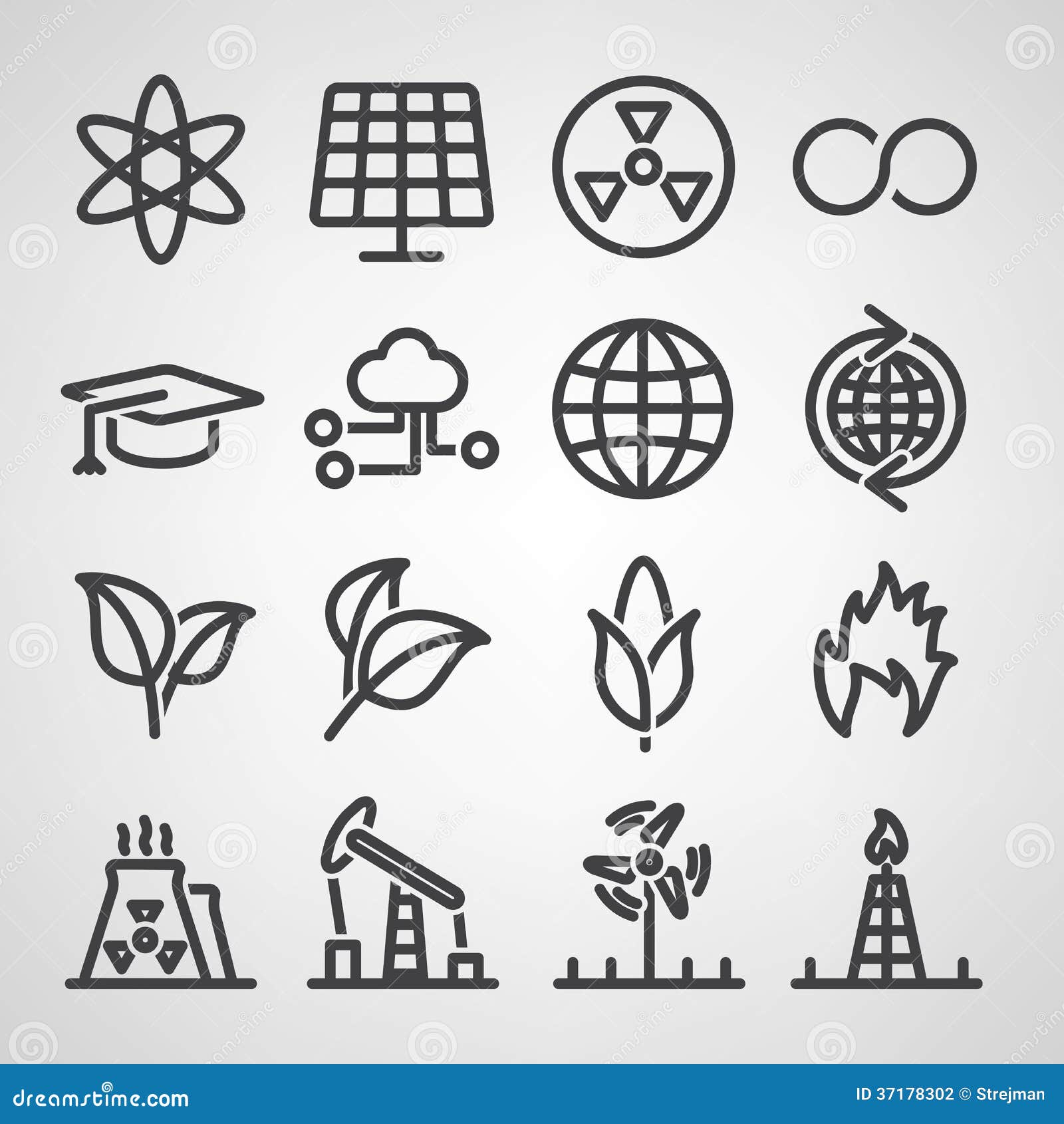 Energy and Resource Icon Set Stock Vector - Illustration of lamp ...