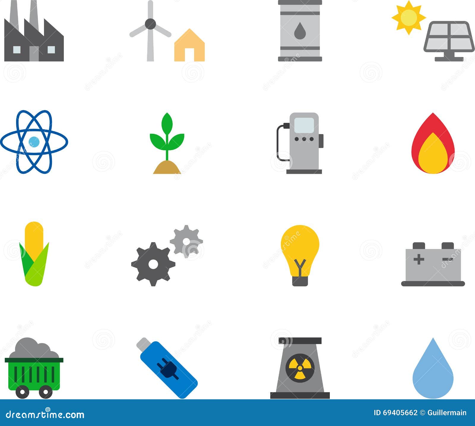 ENERGY RESOURCES Colored Flat Icons Stock Vector - Illustration of ...