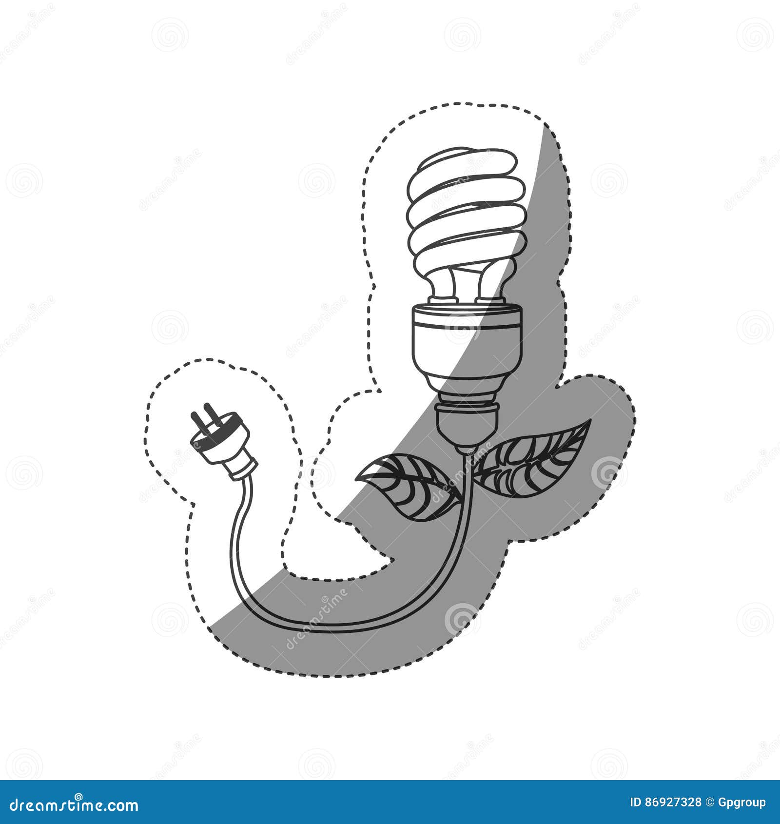 Energy-saving Bollen Met Het Pictogram Van De Machtskabel Stock ...