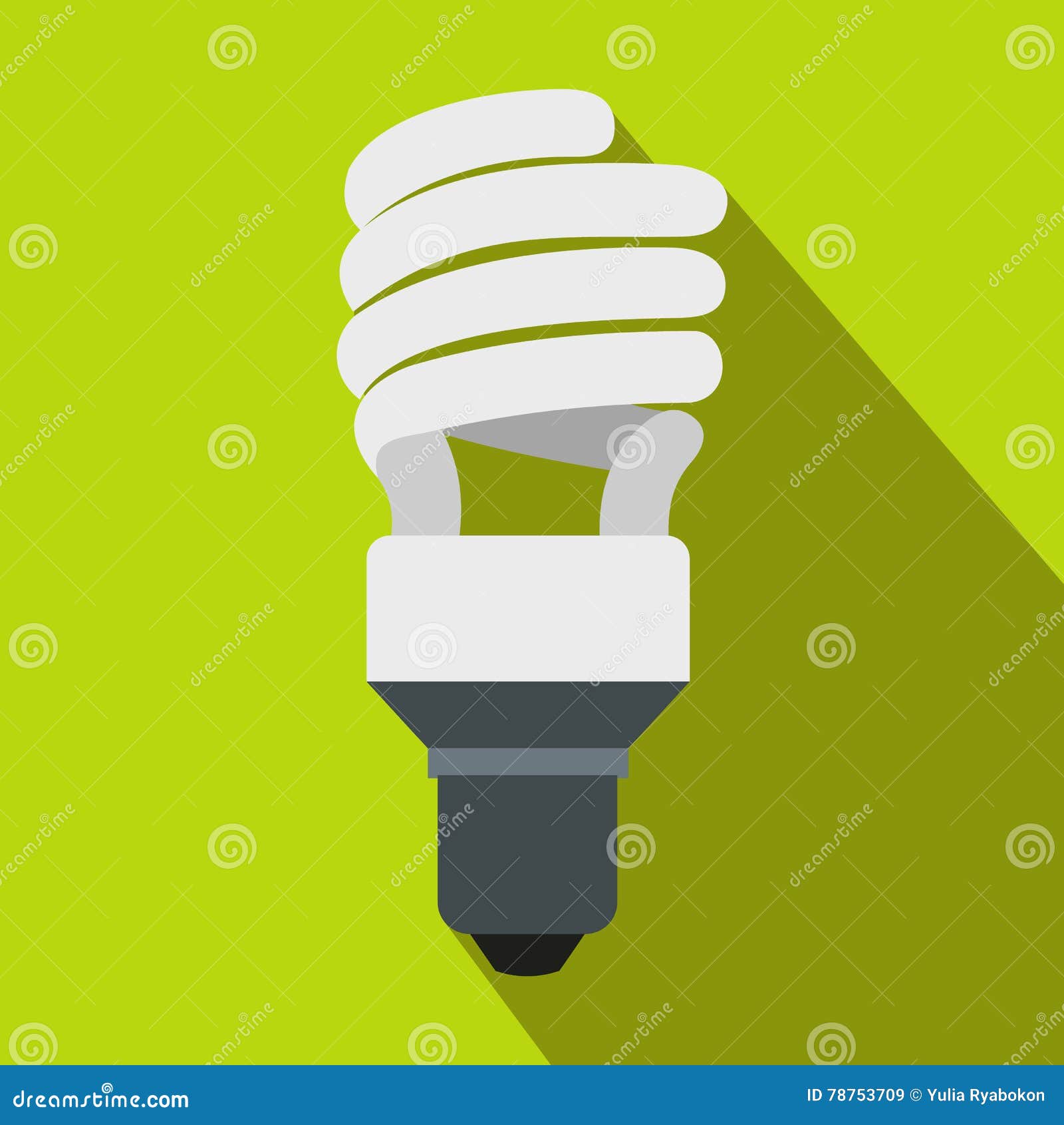 Energy Saving Bulb Icon, Flat Style Stock Vector - Illustration of ...