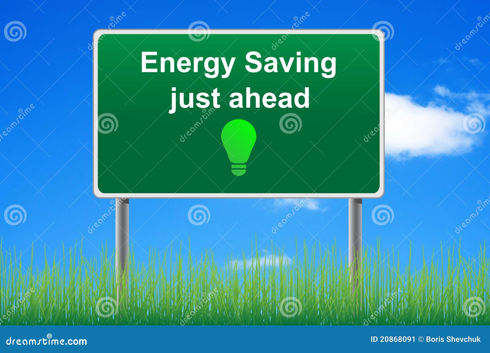 Energy Saving, Concept Road Sign. Stock Illustration - Image: 20868091