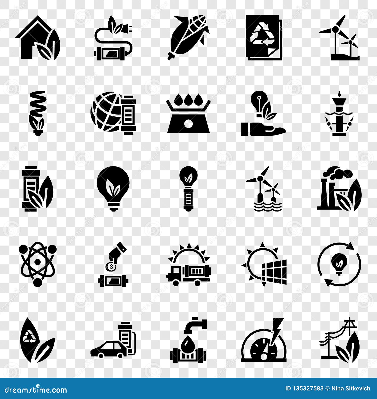 Energy Saving Icon Set, Simple Style Stock Vector - Illustration of ...