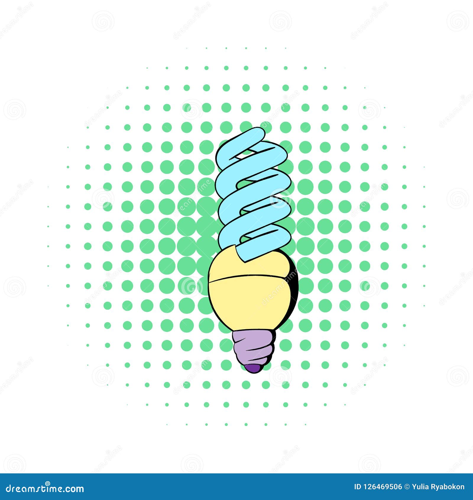 Energy Saving Lamp Icon, Comics Style Stock Illustration - Illustration ...