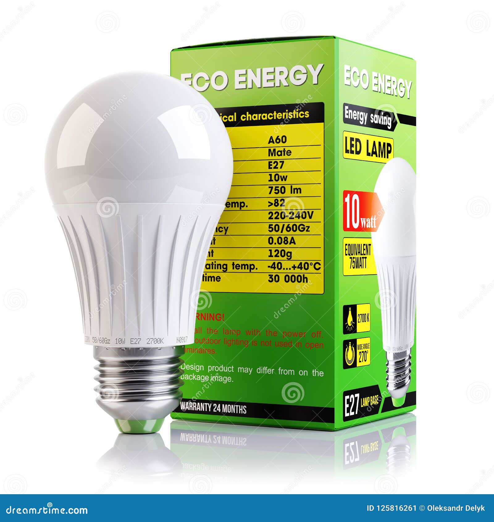 Energy Saving LED Lamp and Packaging Isolated 3d Stock Illustration ...