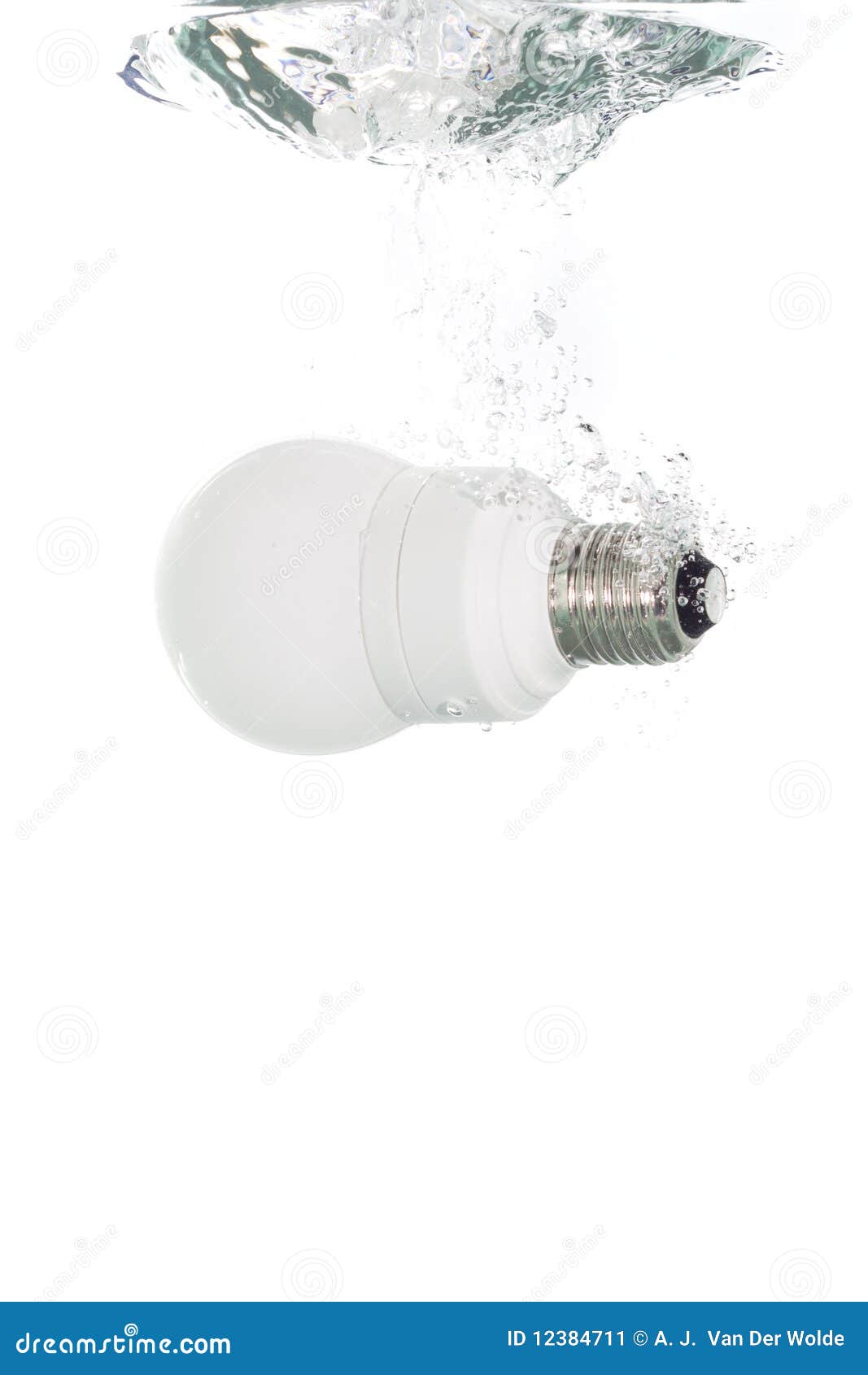 An Energy Saving Light Bulb Falling into the Water Stock Image - Image ...