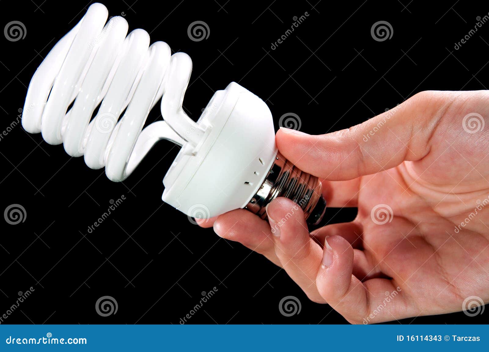 Energy Saving Light Bulb in Hand Stock Image - Image of light, lamp ...