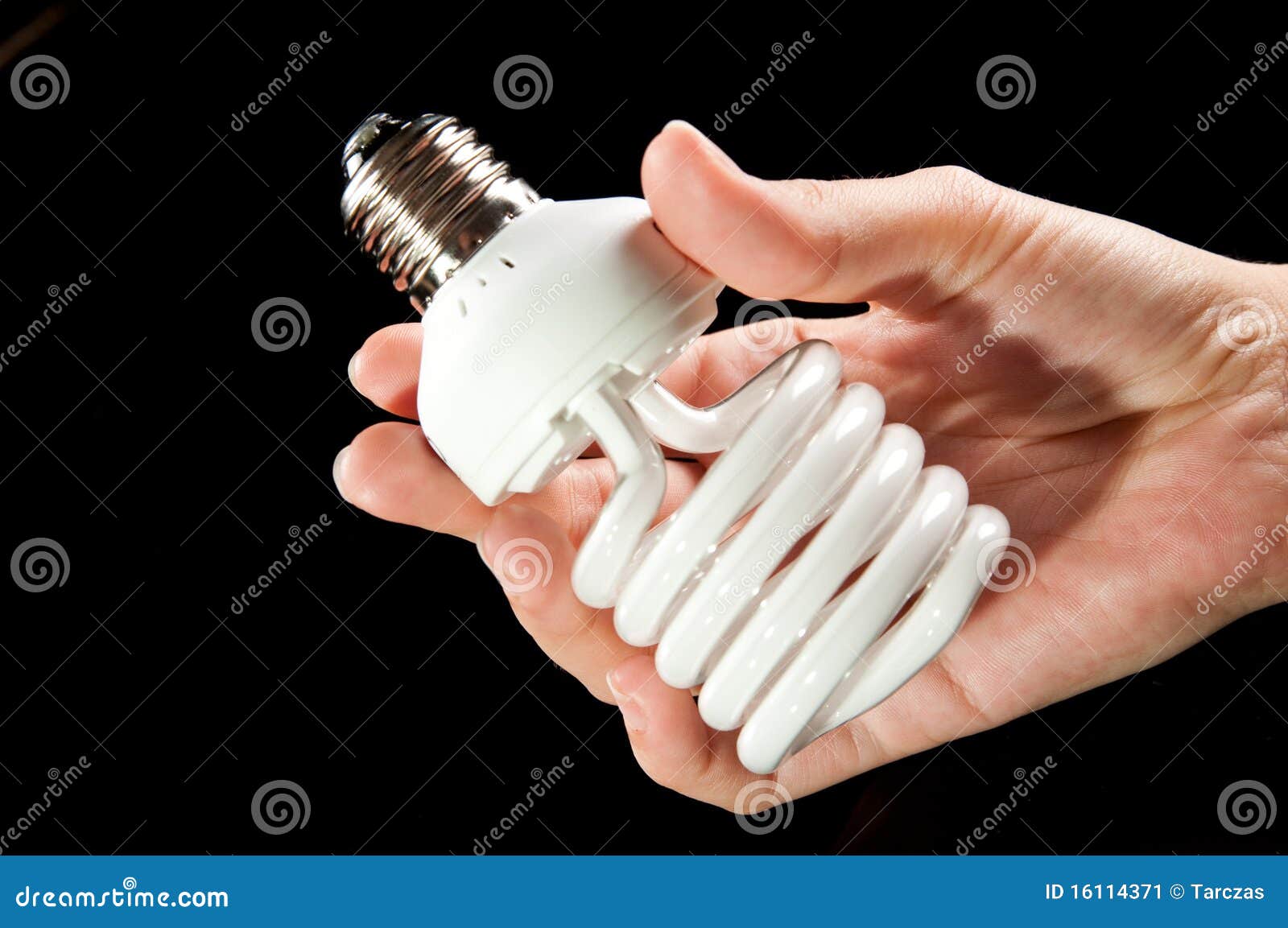 Energy Saving Light Bulb in Hand Stock Image - Image of electric ...