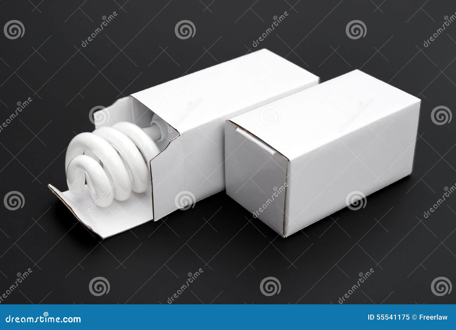 Energy Saving Light Bulb in an Opened Box with One Box Closed Stock ...