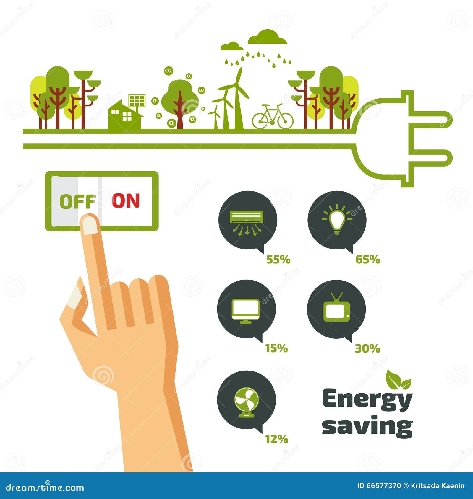 Energy saving stock vector. Illustration of hand, graphics - 66577370