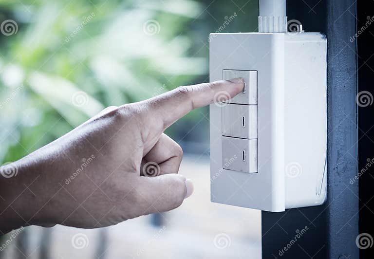 Energy saving by switching stock image. Image of human - 123370263
