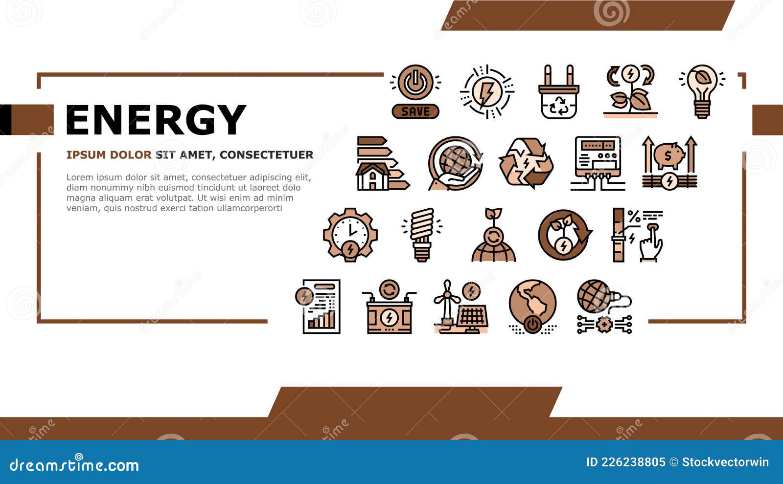 Energy Saving Tool Landing Header Vector Stock Vector - Illustration of ...