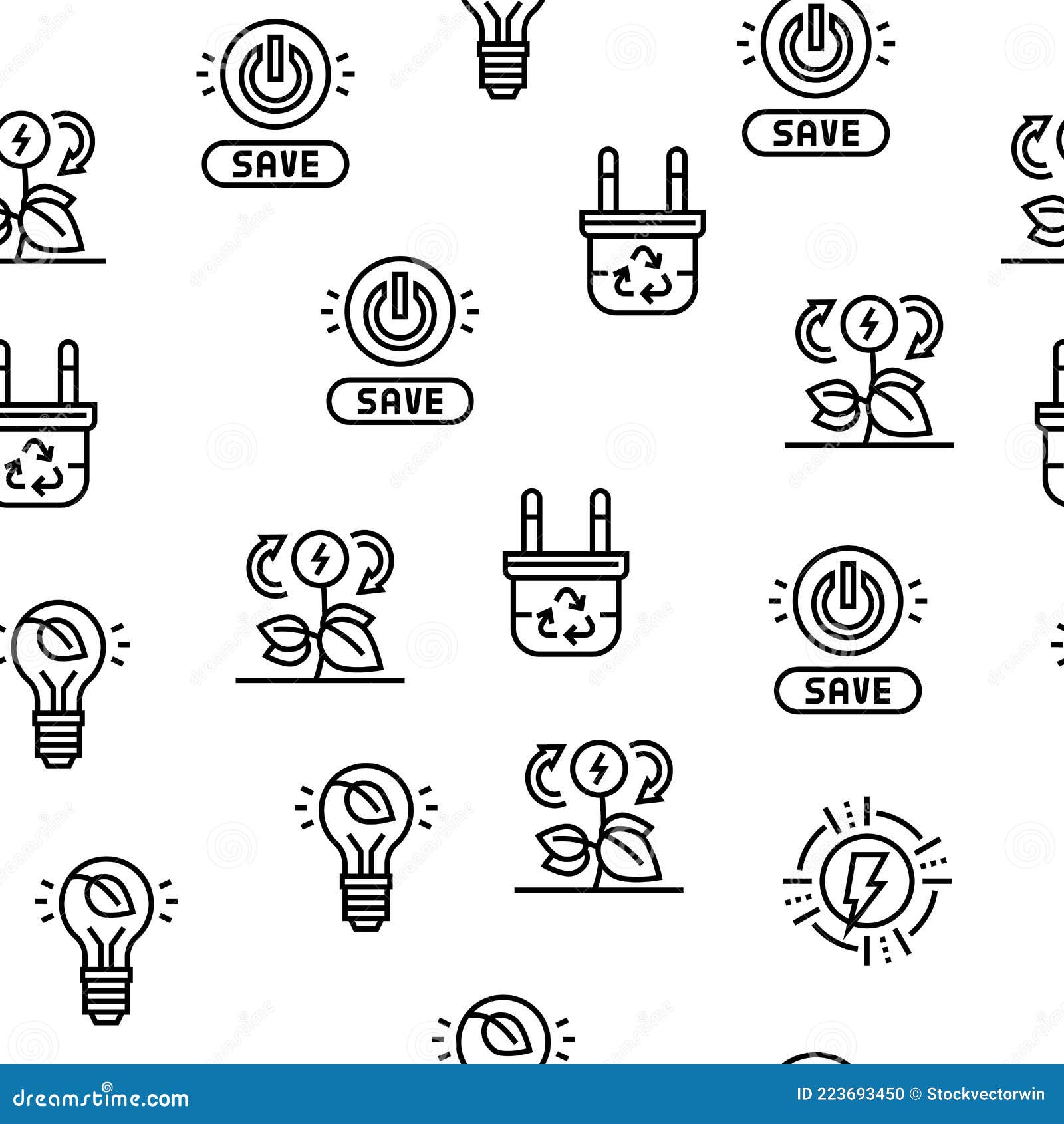 Energy Saving Tool Vector Seamless Pattern Stock Vector - Illustration ...