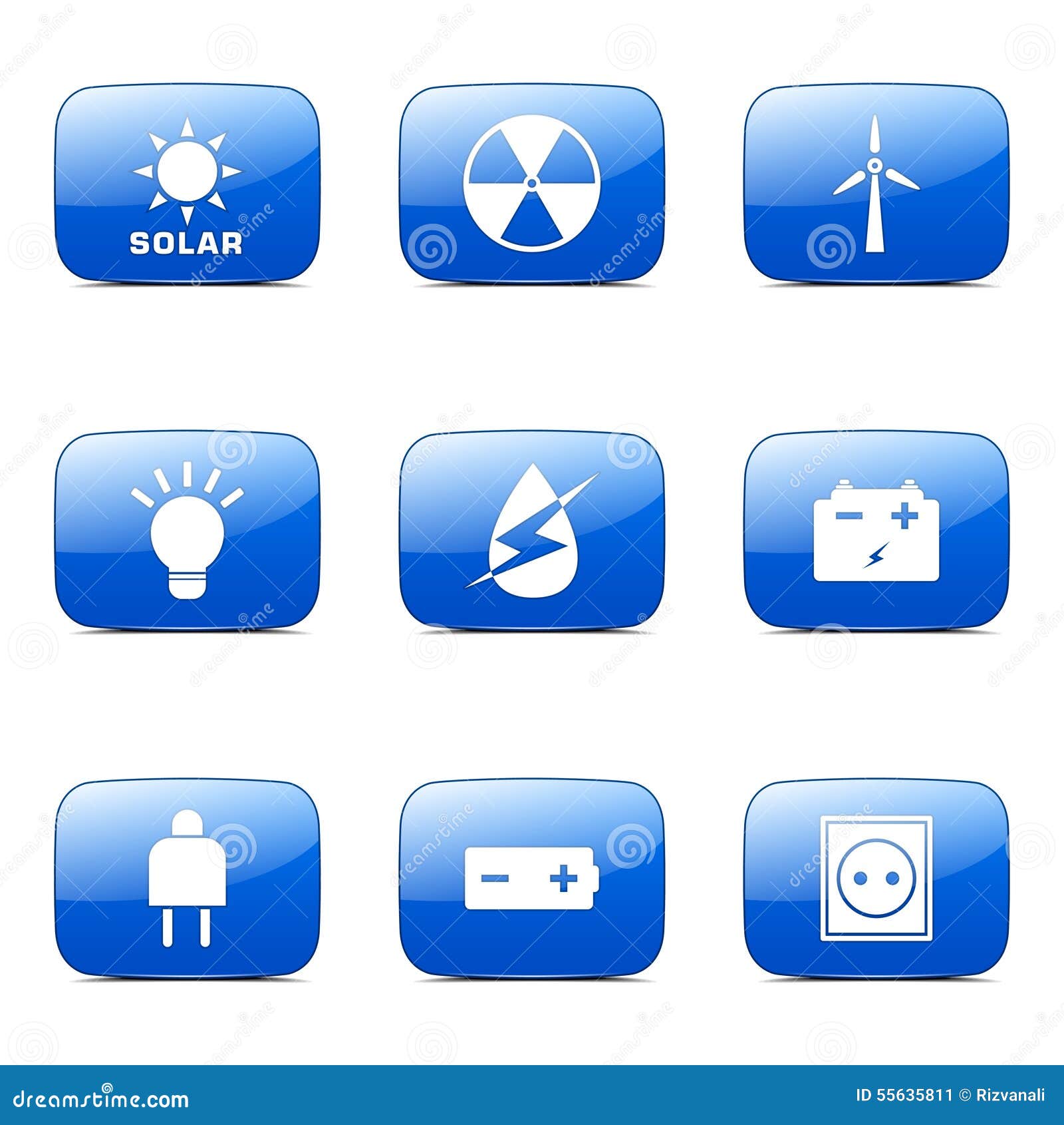 Energy Sign and Symbol Square Vector Blue Icon Stock Vector ...