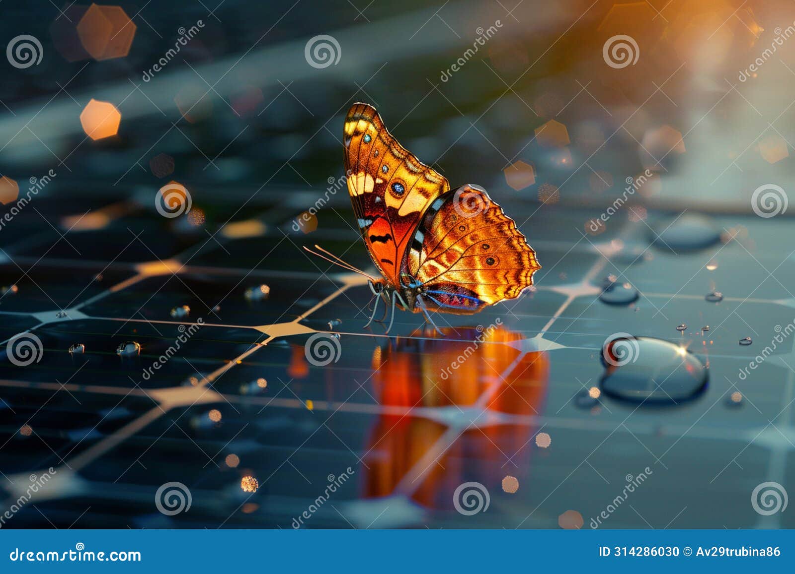 Energy Solar Panel and Butterfly Stock Illustration - Illustration of ...