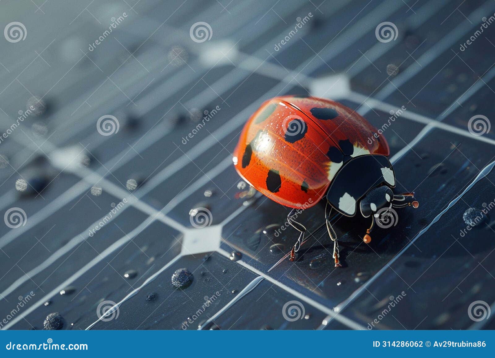 Energy Solar Panel and Ladybug Stock Illustration - Illustration of ...