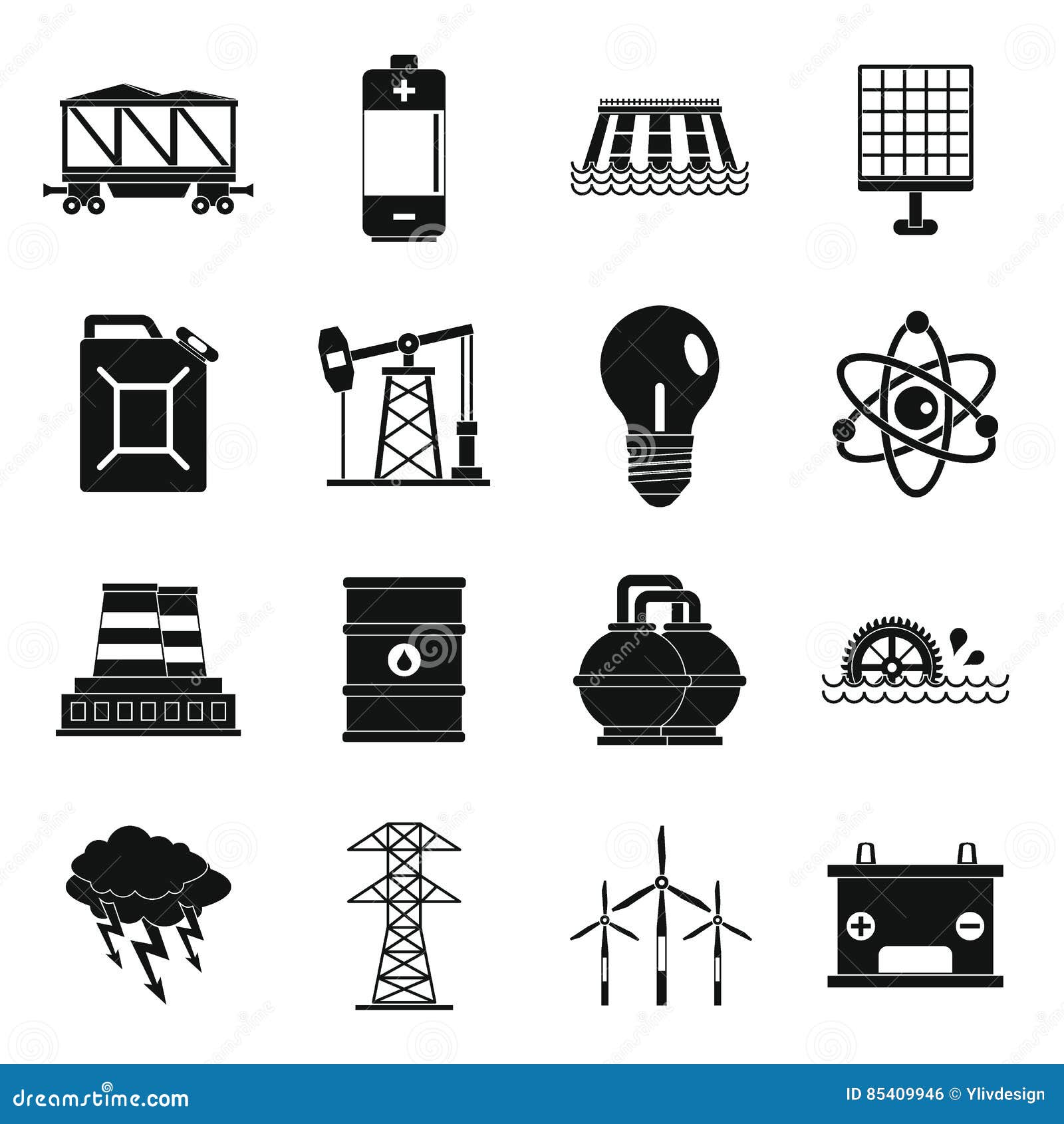 Energy Sources Items Icons Set, Simple Style Stock Vector ...