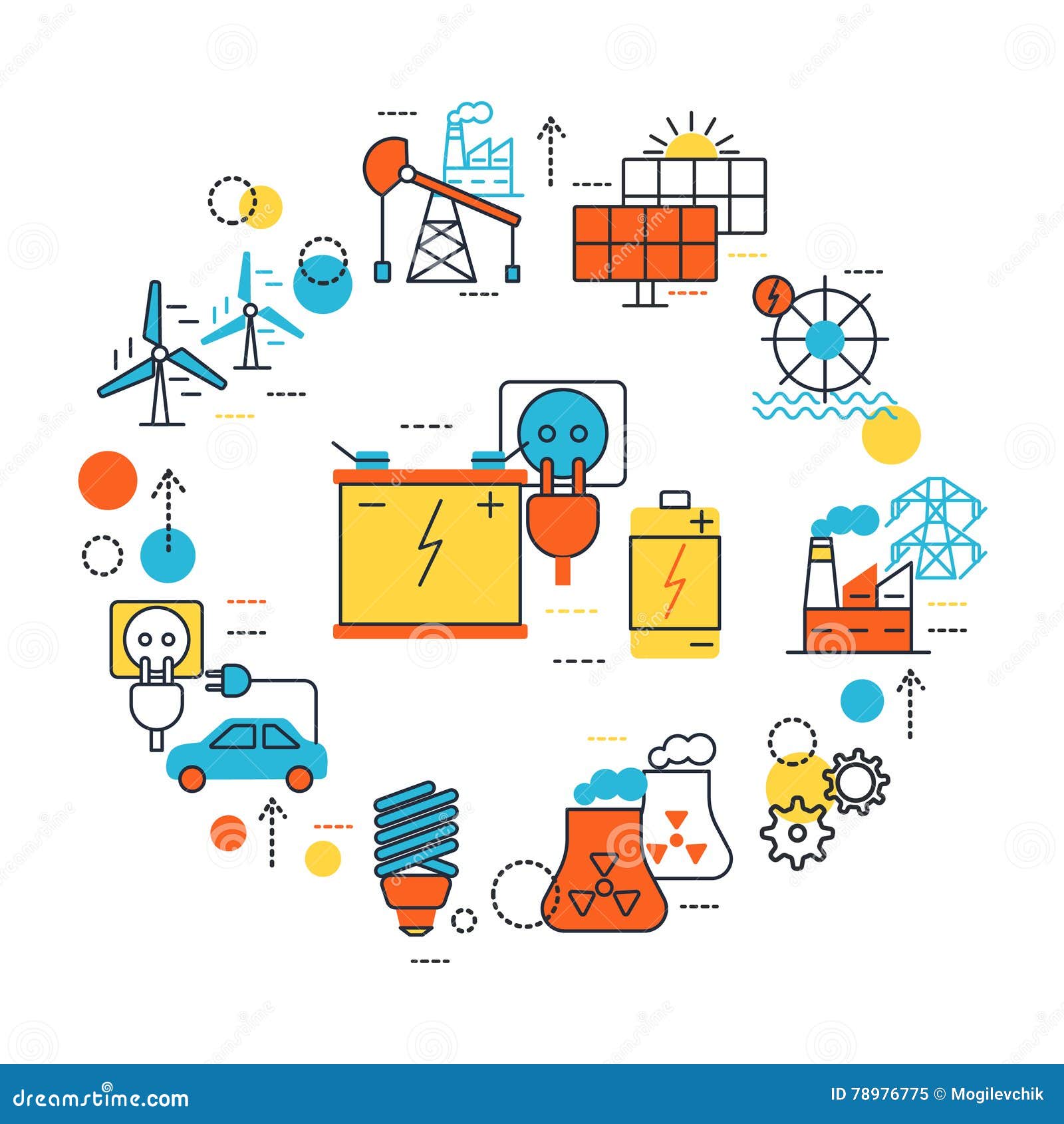 Energy Sources Line Composition Stock Vector - Illustration of ...