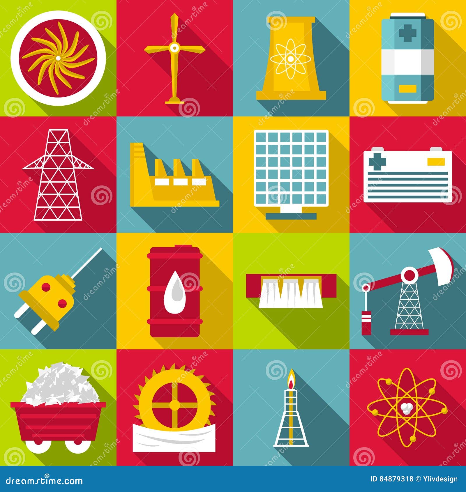 Energy Sources Symbols Icons Set, Flat Style Stock Vector ...
